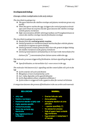 Developmental biology - Lecture 1- Introduction to developmental ...