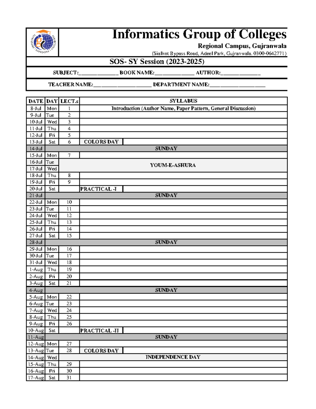 Annexure-III (SOS)-SY - DATE DAY LECT 8-Jul Mon 1 9-Jul Tue 2 10-Jul ...
