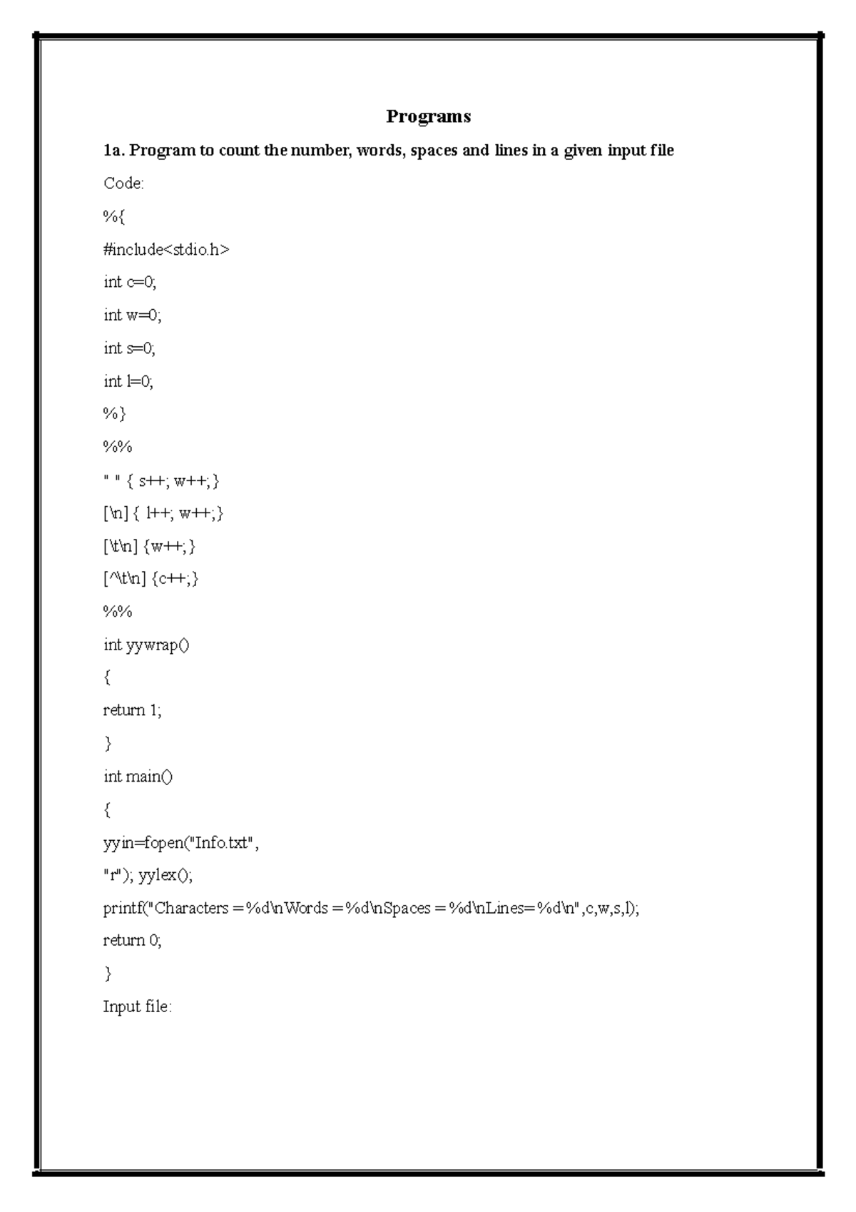 Cdss lab - lab programs - Programs 1a. Program to count the number ...
