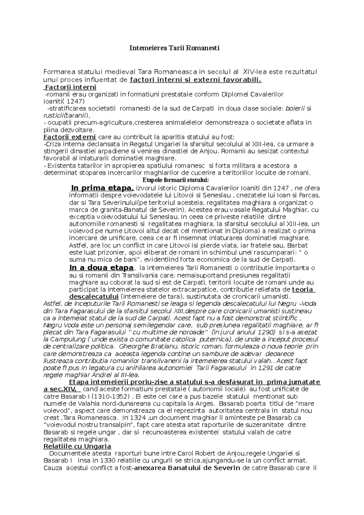 316973520 Intemeierea Tarii Romanesti - Intemeierea Tarii Romanesti ...