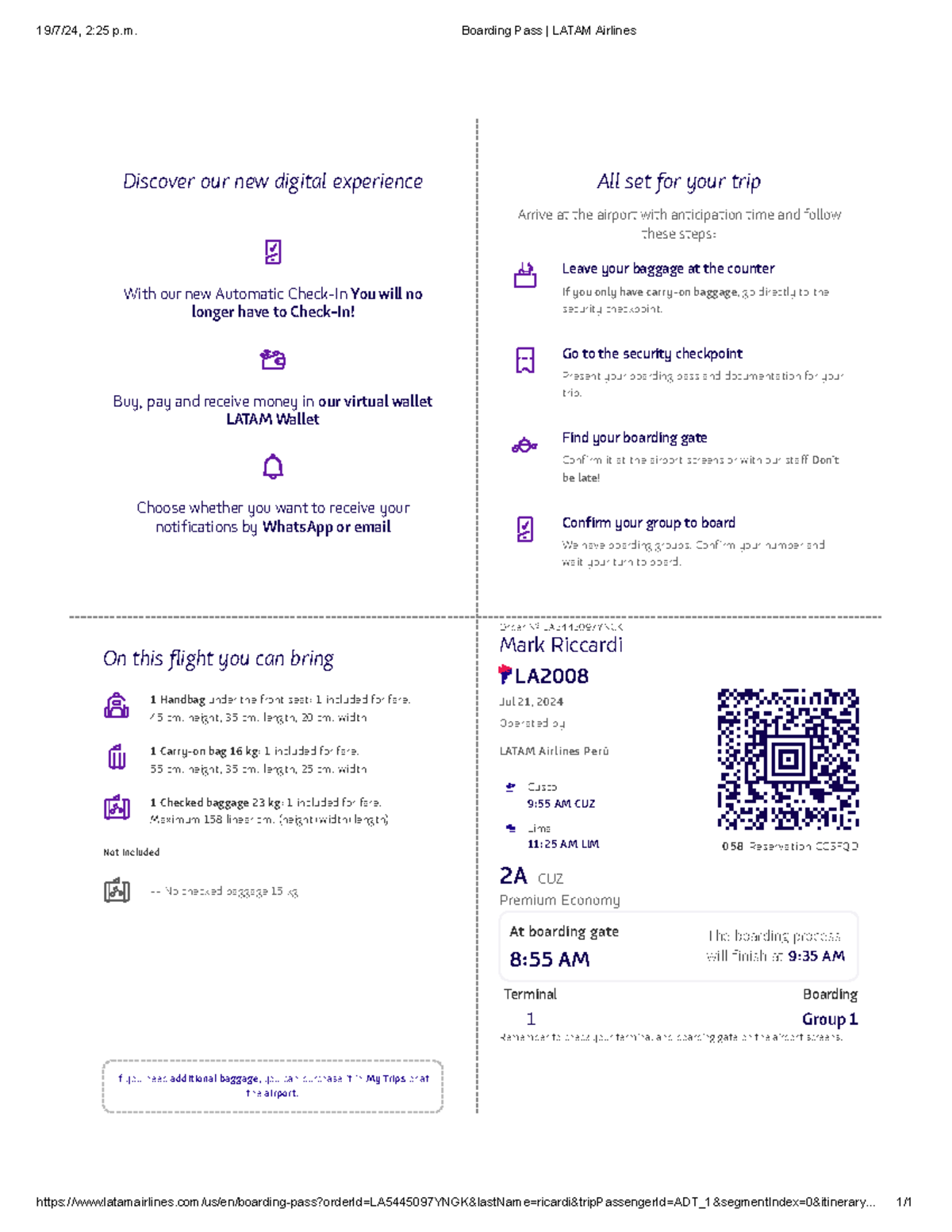 Boarding Pass Mark Riccardi - Discover our new digital experience With ...