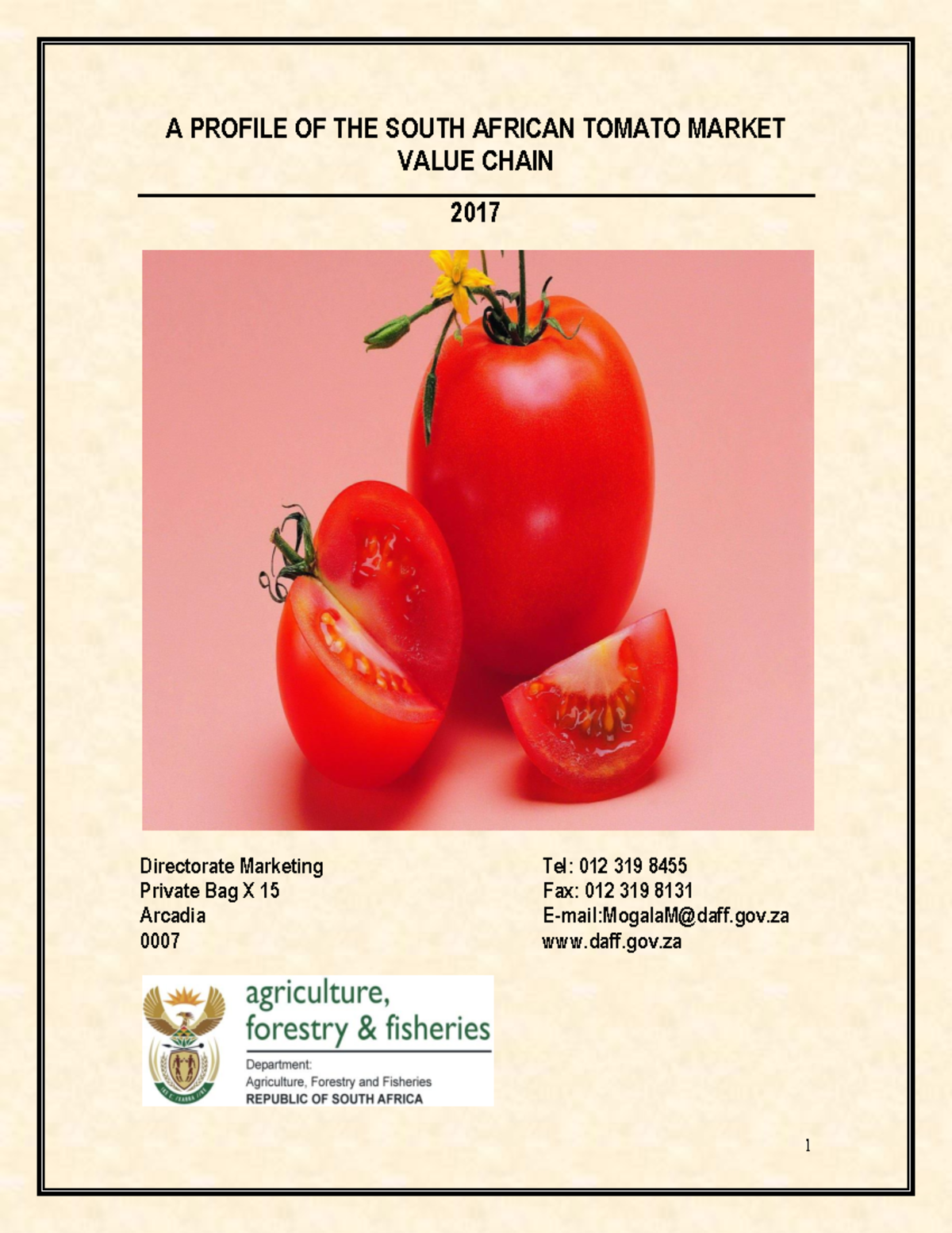 Tomato Market Value Chain Profile 2017 - A PROFILE OF THE SOUTH AFRICAN ...