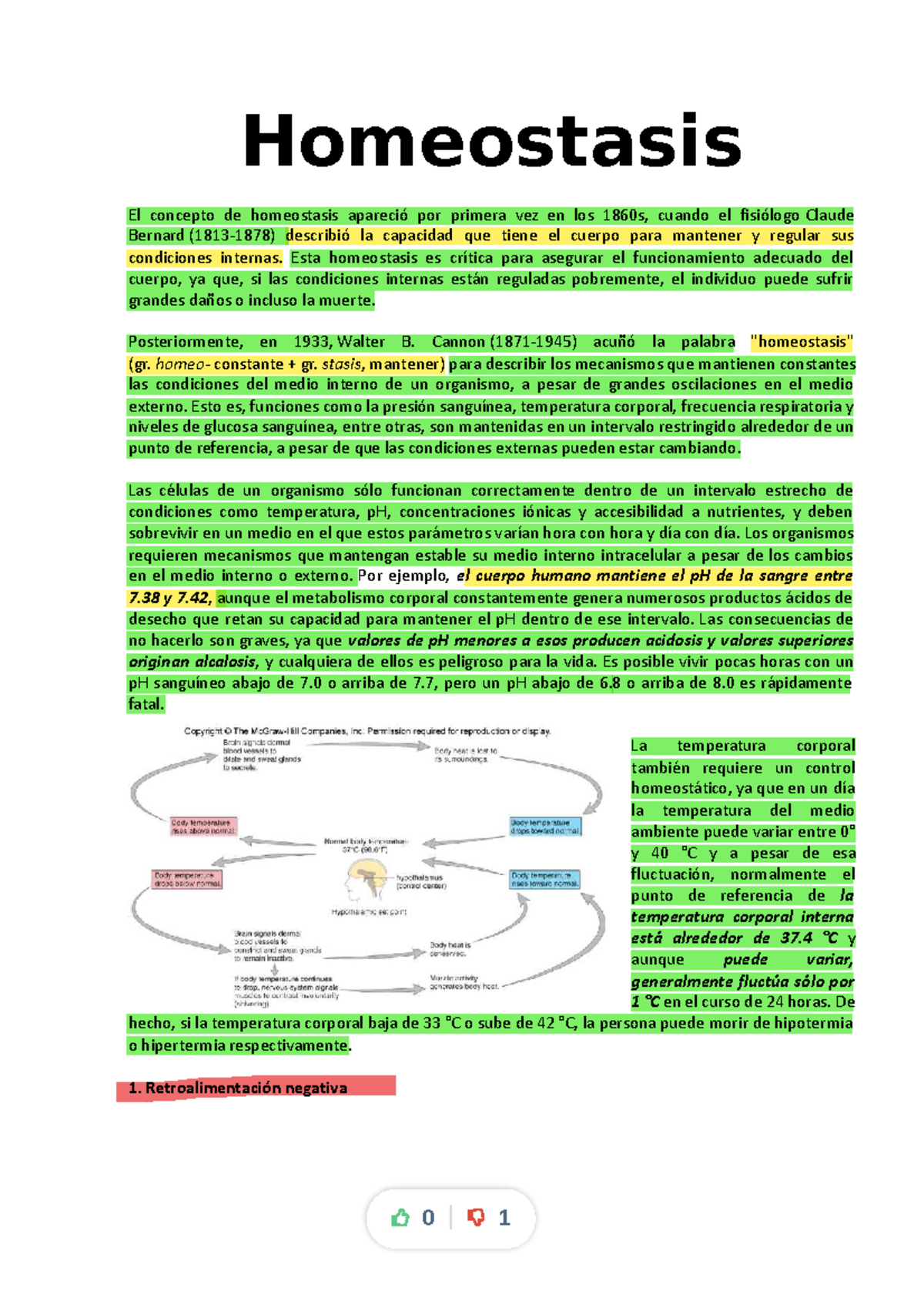 Clase 1- Homeostasis Texto - Homeostasis El concepto de homeostasis ...
