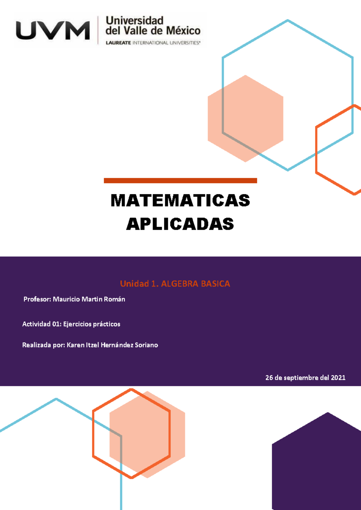 A01 MATEMATICAS EJERCICIOS PRACTICOS - MATEMATICAS APLICADAS Unidad 3 ...