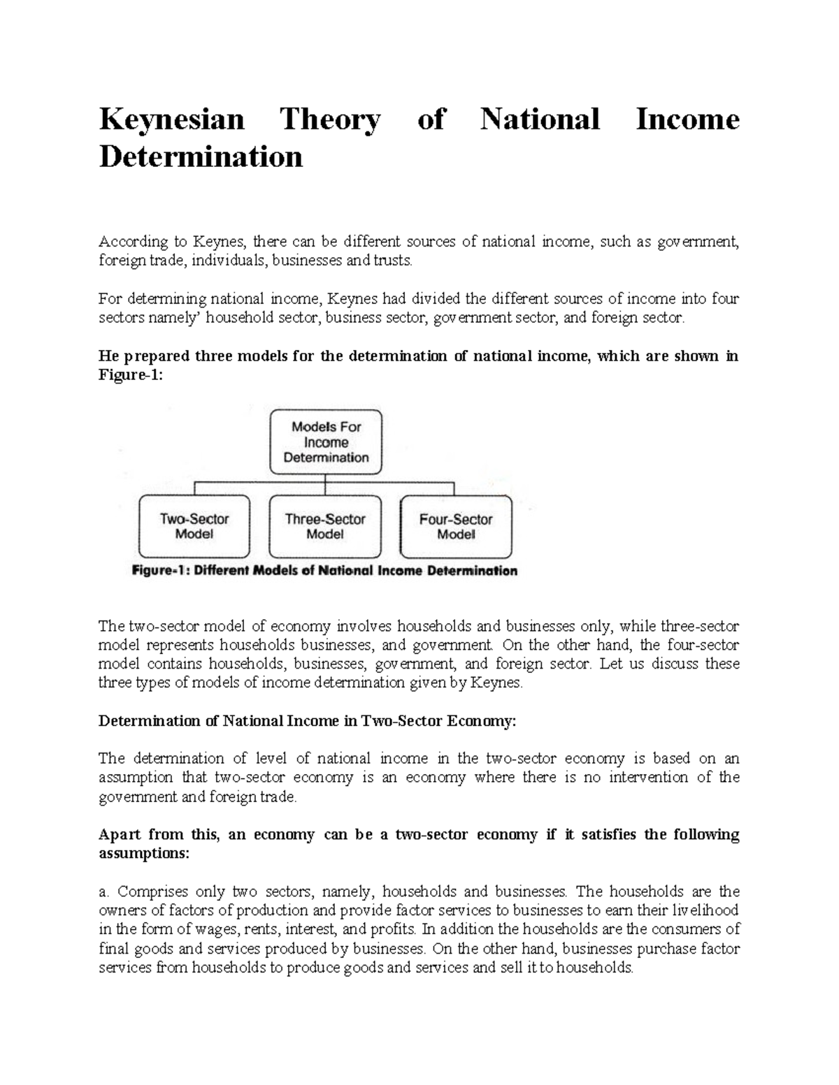 Keynesian Theory of National Income Determination - Keynesian Theory of ...