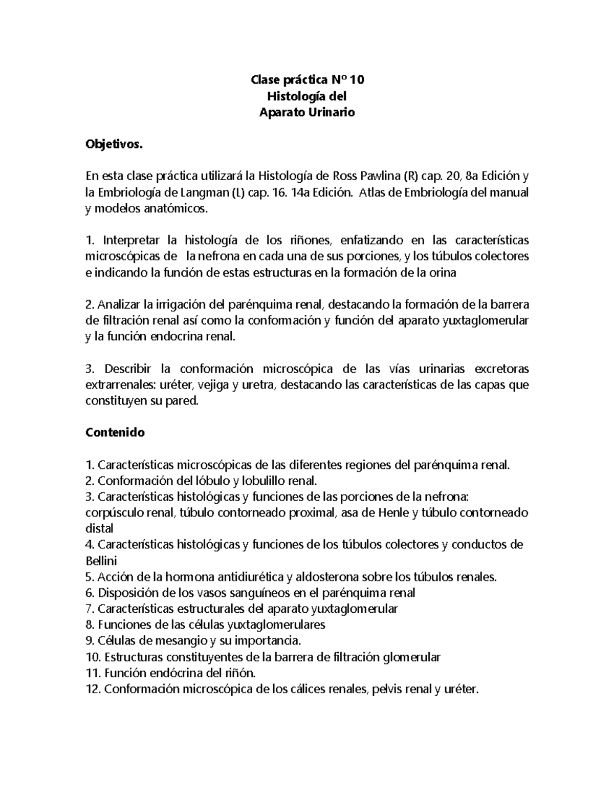 Clase práctica Nº 10 - guias resueltas - Clase pr·ctica N∫ 10 HistologÌa del Aparato Urinario ...