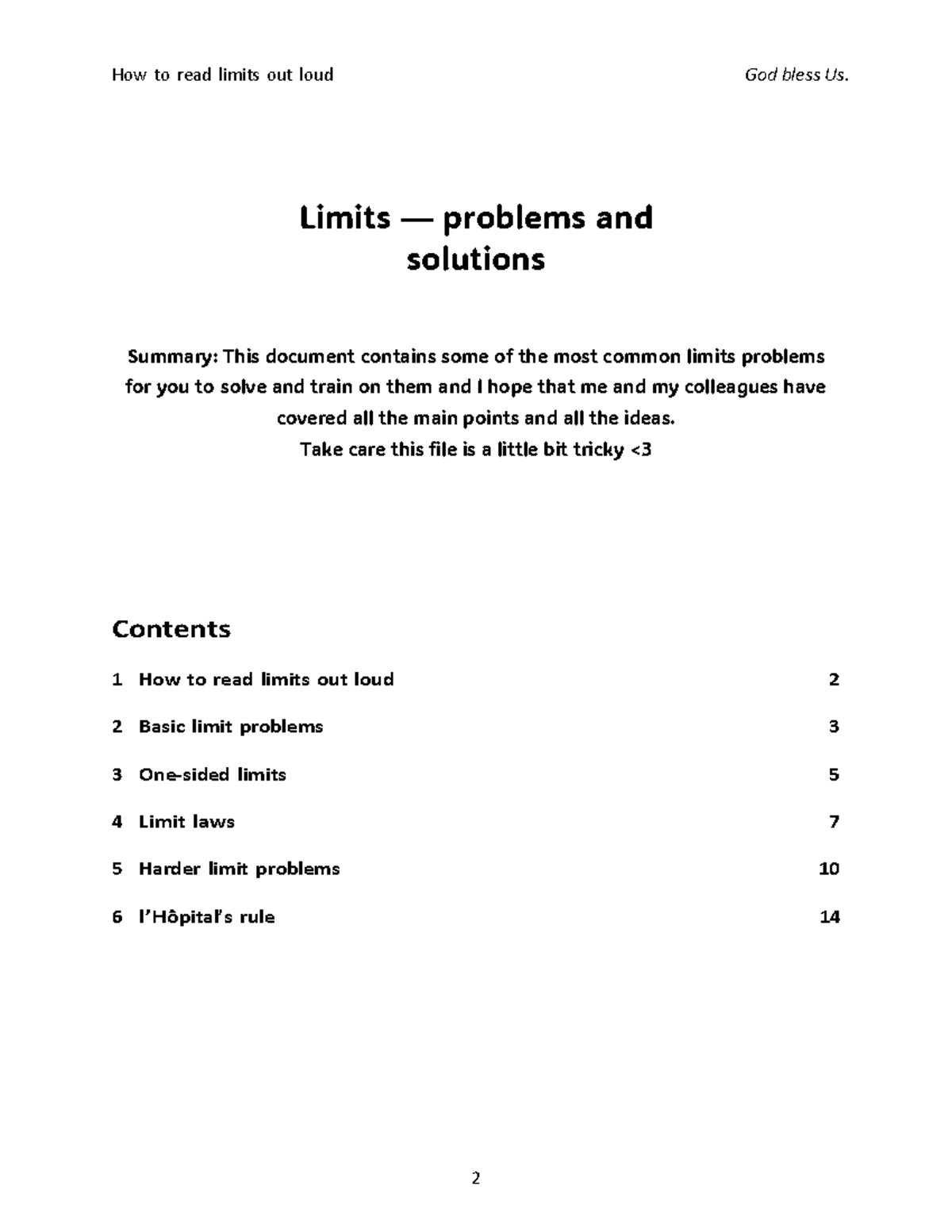Limits - How to read limits out loud God bless Us. Limits — problems ...