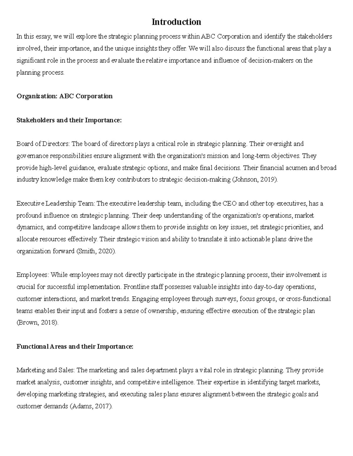 Strategic management written 1 - Introduction In this essay, we will ...