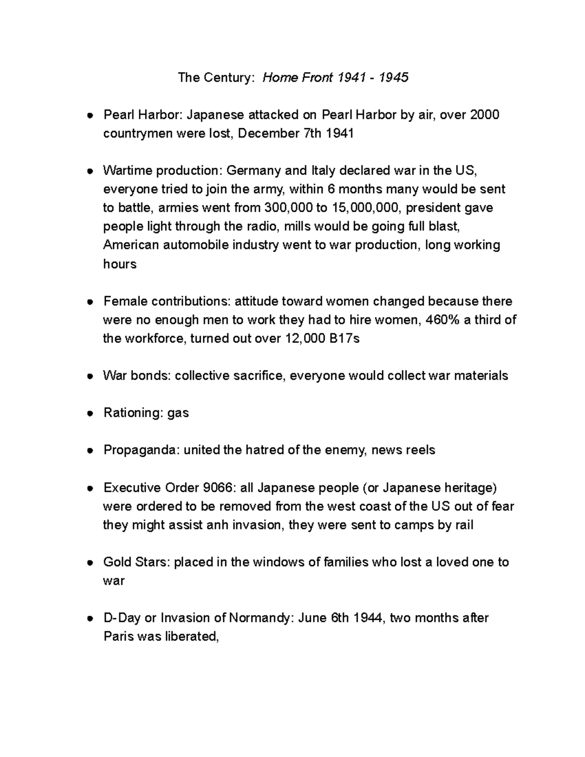 Home Front Notes - The Century: Home Front 1941 - 1945 Pearl Harbor ...