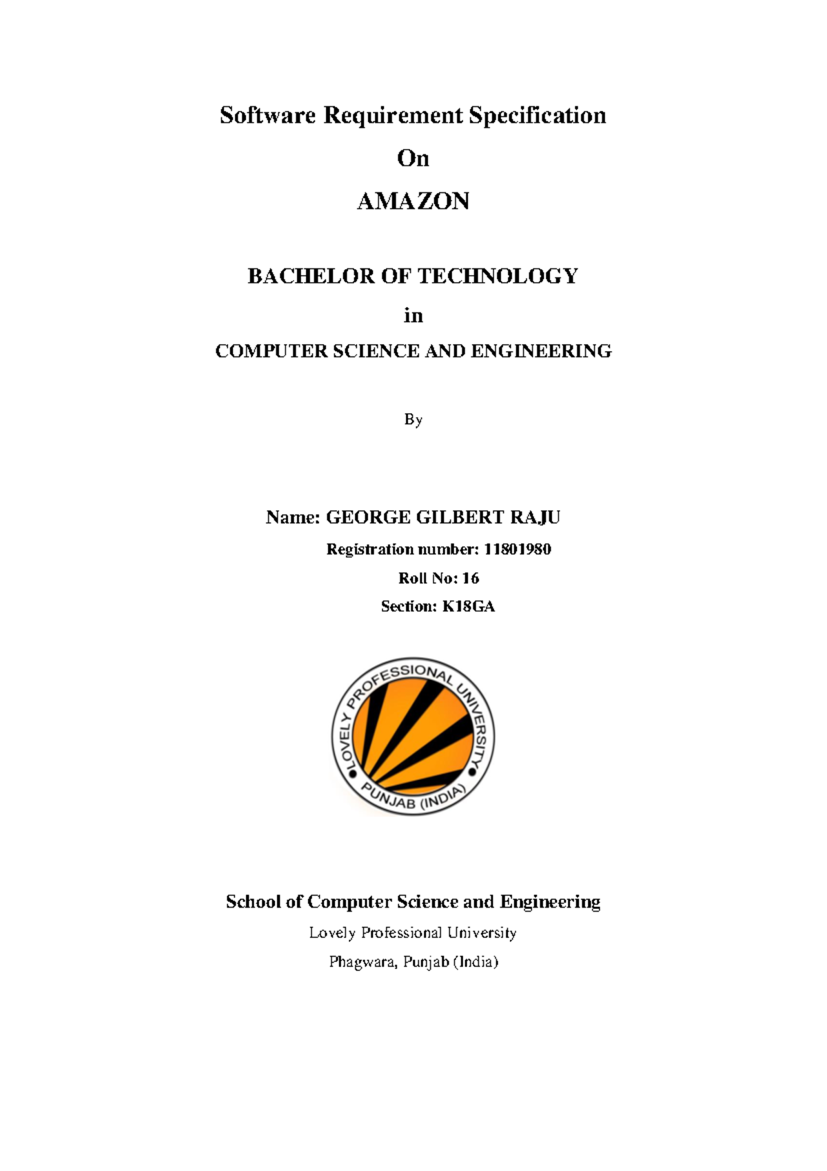 433741240-Amazon-SRS - Software Requirement Specification On AMAZON BACHELOR OF TECHNOLOGY in ...