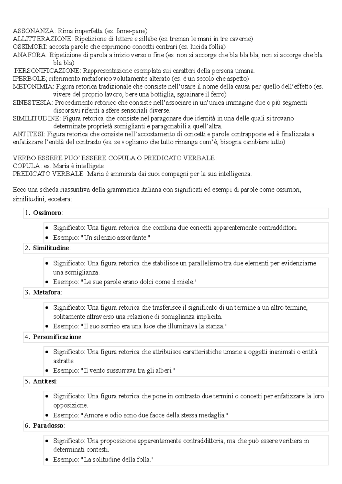 Figure Retoriche - ASSONANZA: Rima imperfetta (es. fame-pane ...