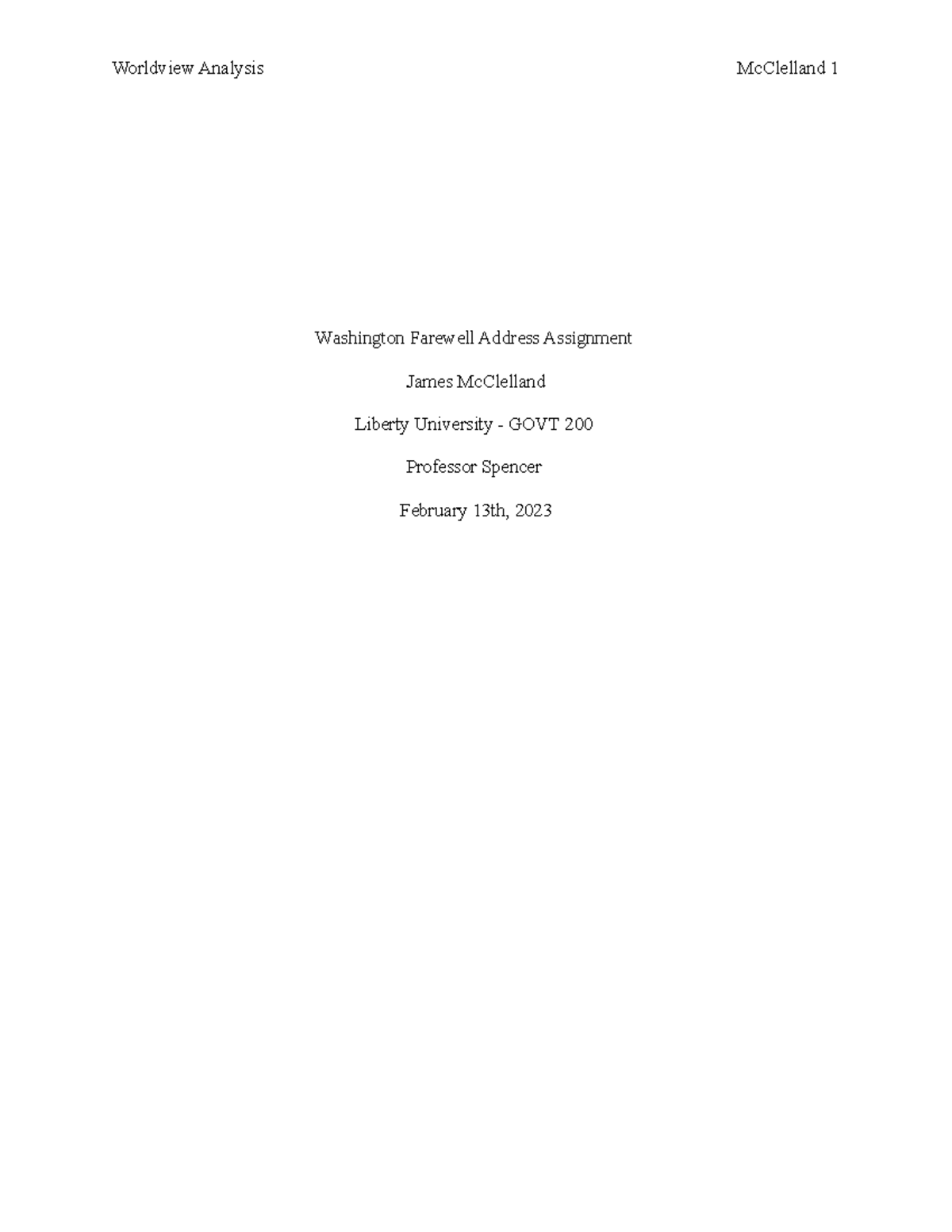 Washington Farewell Address Assignment - He addressed this letter to ...