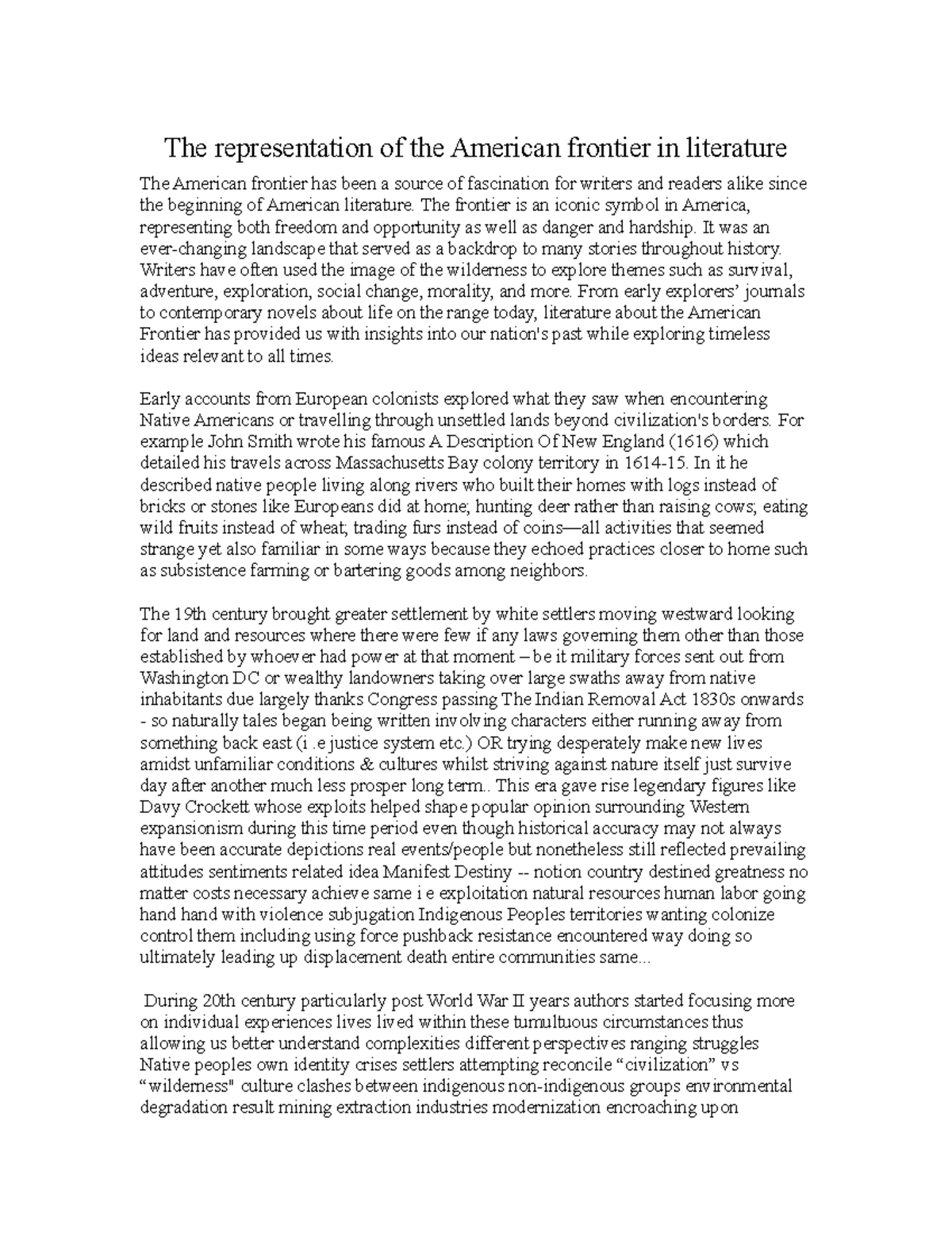 american literature - The frontier is an iconic symbol in America ...