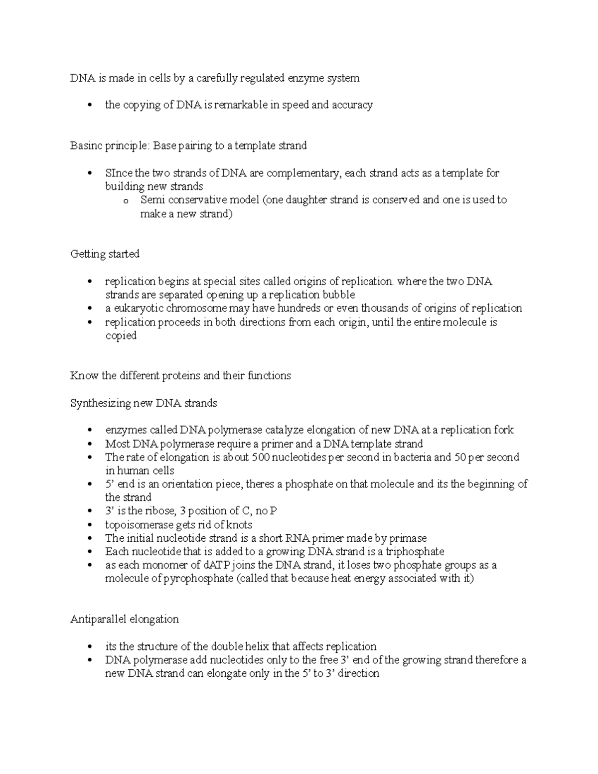 Biol1010 - All the notes on DNA Cell Cycle - DNA is made in cells by a ...