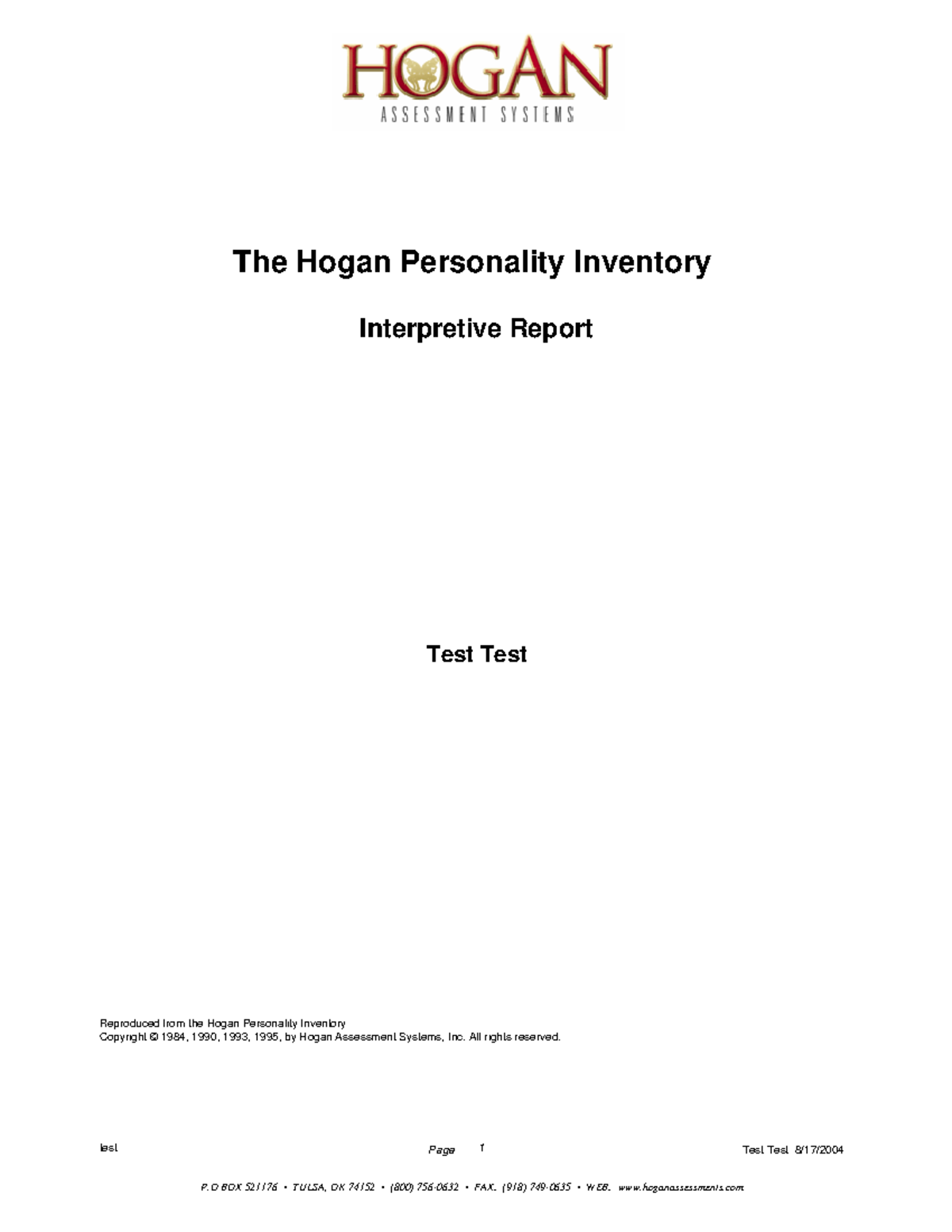 HPI Interpretive Occupational - General Sample Report - The Hogan ...