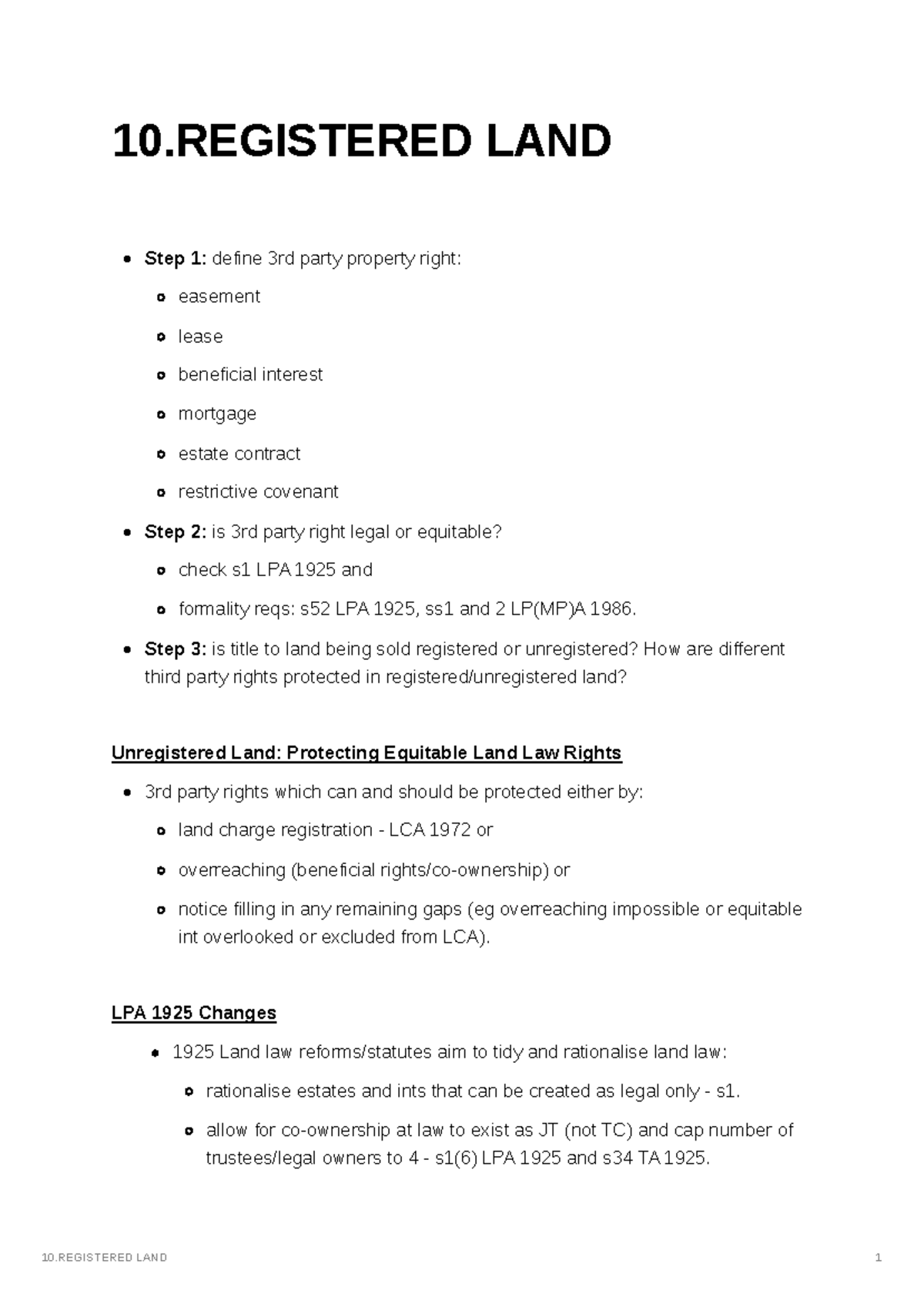 10 Registered LAND - 10 LAND Step 1: define 3rd party property right ...