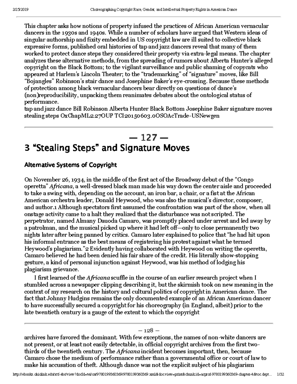 Stealing Steps-Choreographing Copyright Race, Gender, and Intellectual ...