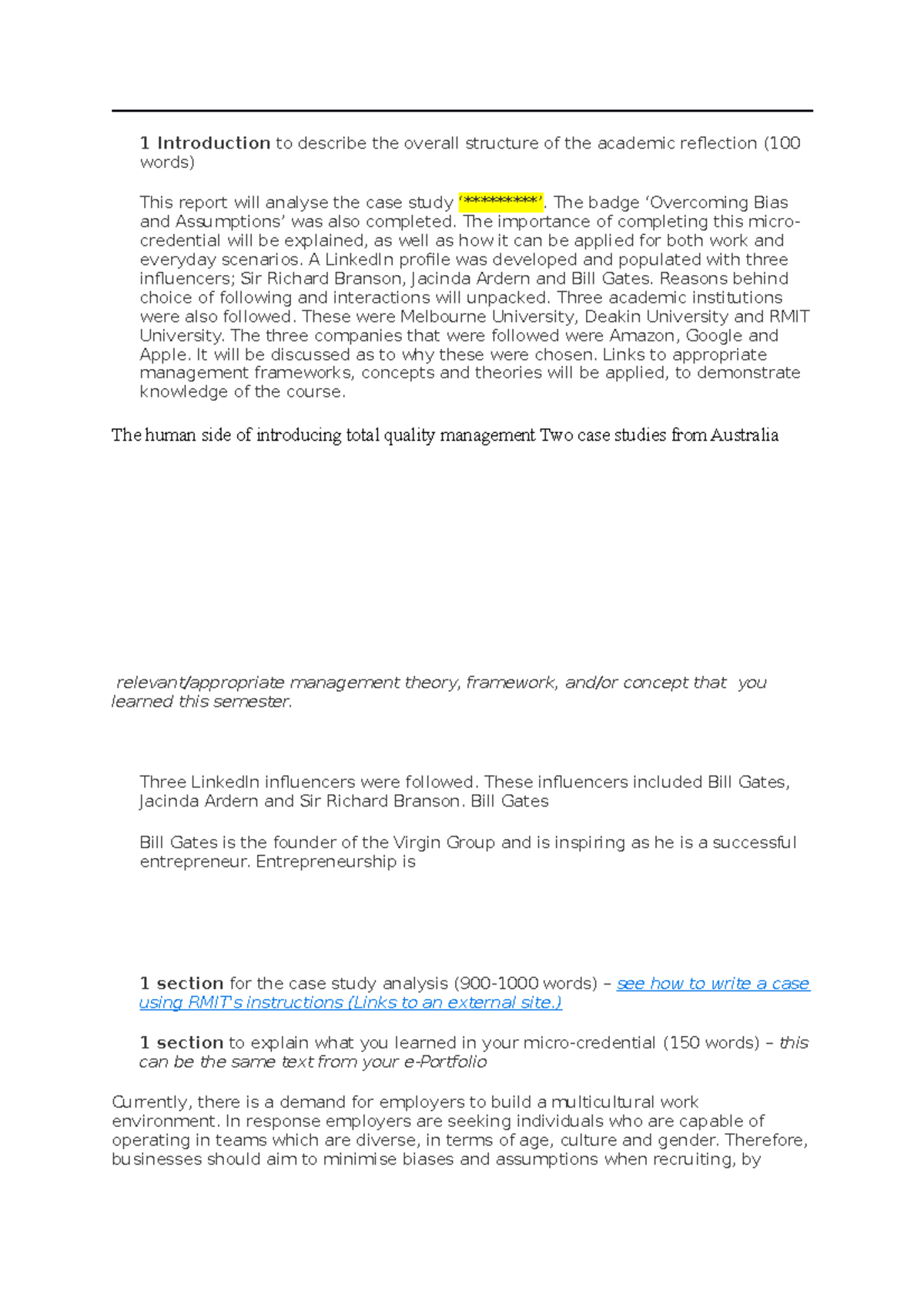 1 Introduction to describe the overall structure of the academic ...