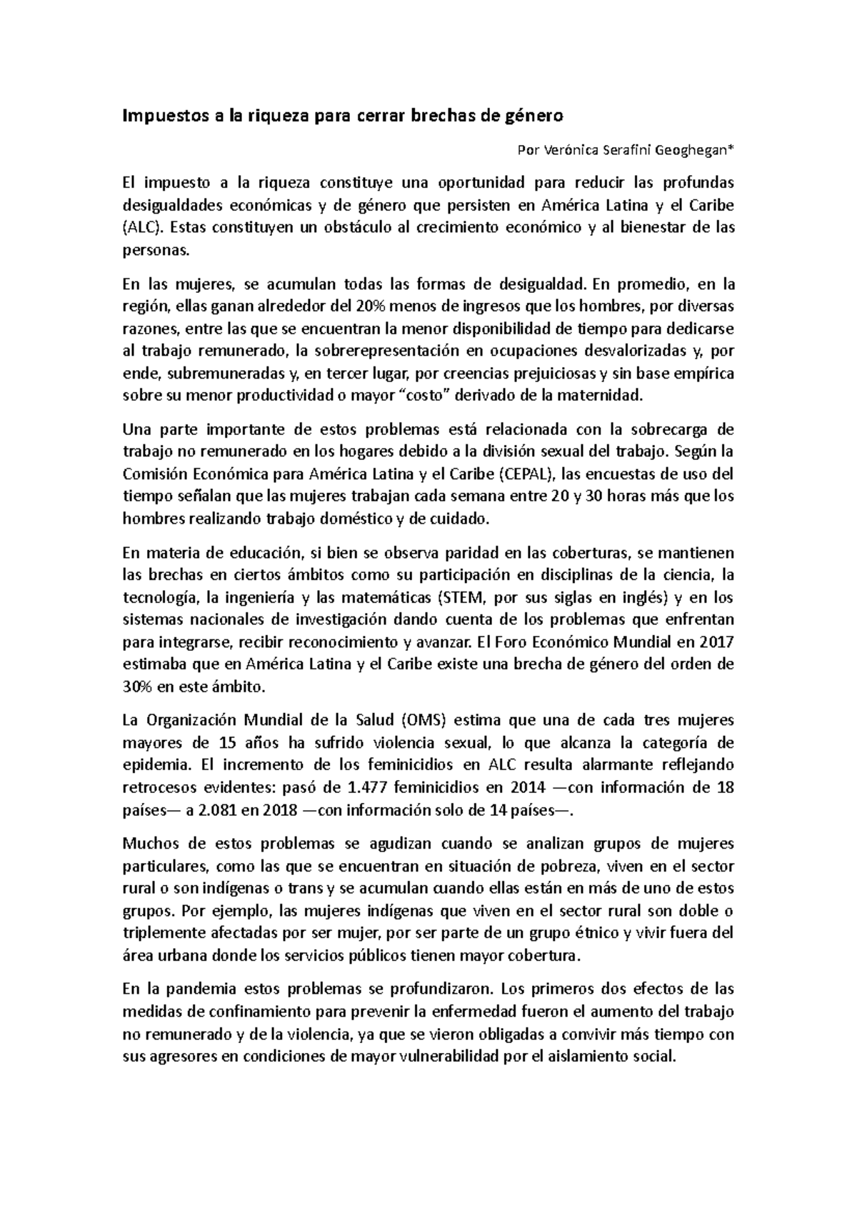 Impuesto a la riqueza - Texto IEU - Impuestos a la riqueza para cerrar brechas de género Por ...