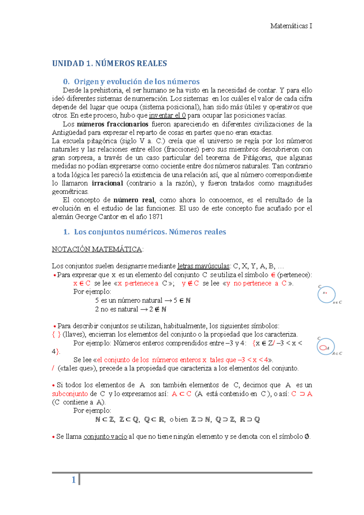 Unidad 1. Números Reales - UNIDAD 1. NÚMEROS REALES 0. Origen y ...