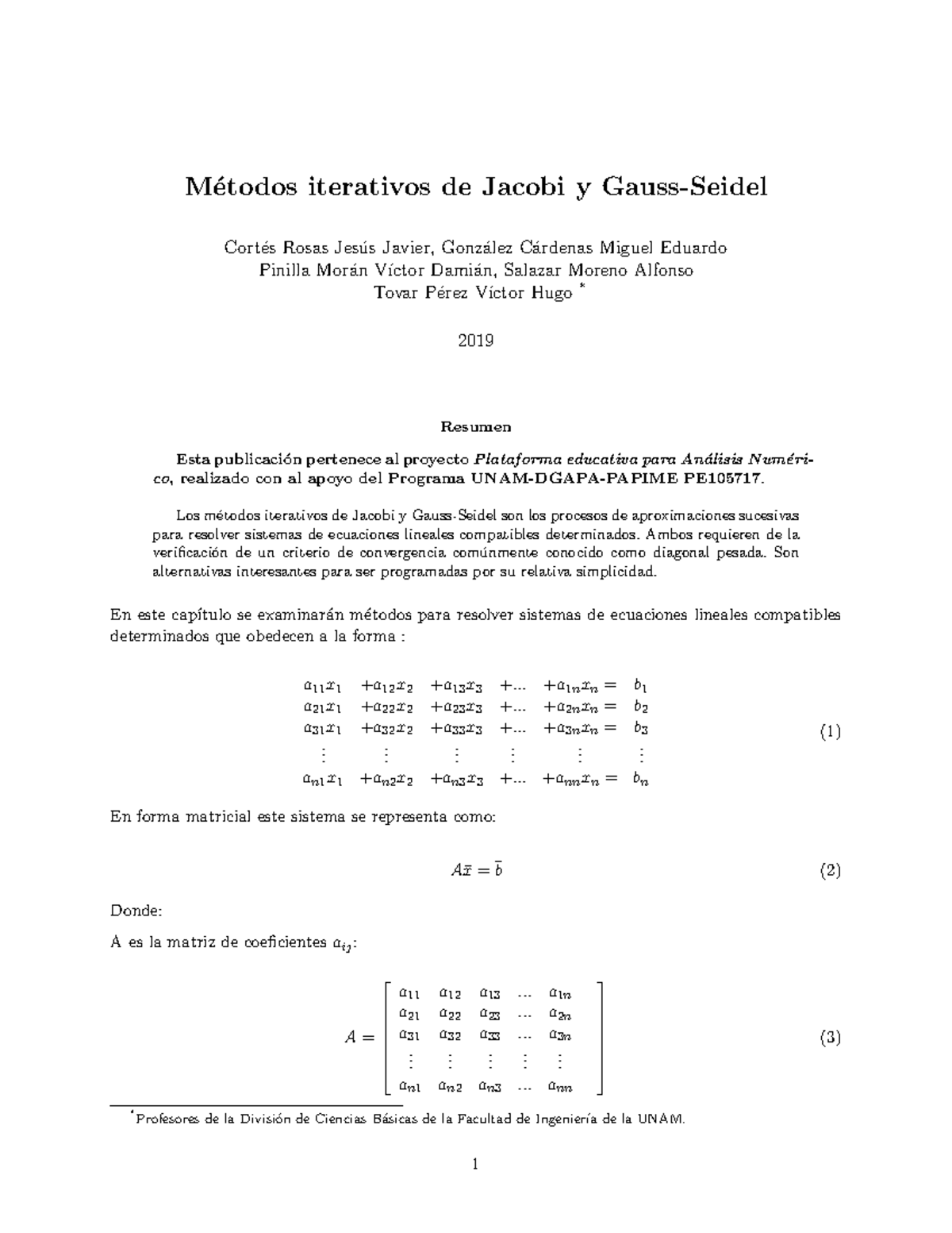 3-3 metodos jacobi gauss-seidel - M ́etodos iterativos de Jacobi y Gauss-Seidel Cort ́es Rosas ...