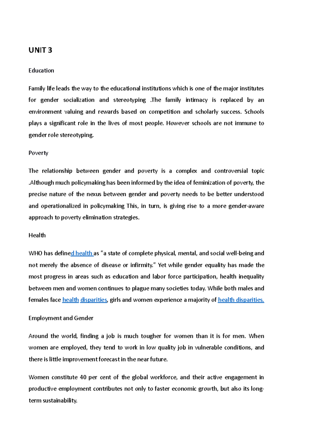 Unit 3 Ethics & Gender Equality 21UCT-202 - UNIT 3 Education Family life leads the way to the ...
