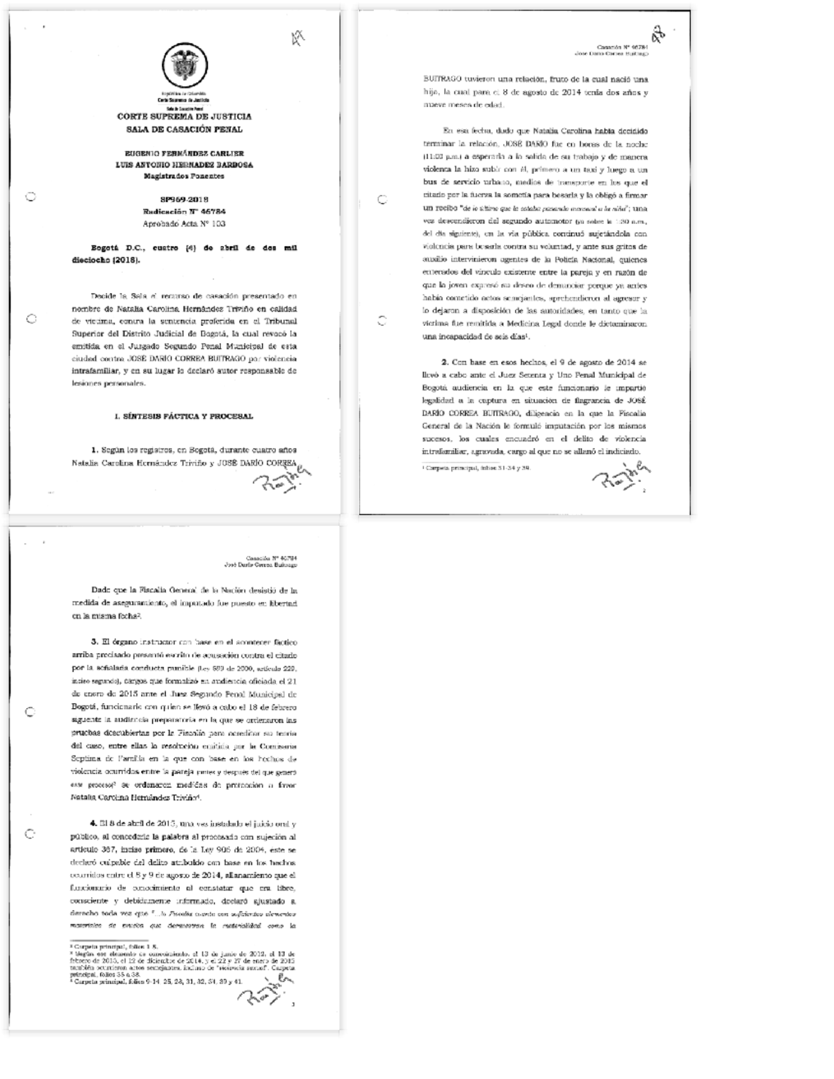Sentencia De Corte Suprema De Justicia Sala De Casación Penal Nº 3372