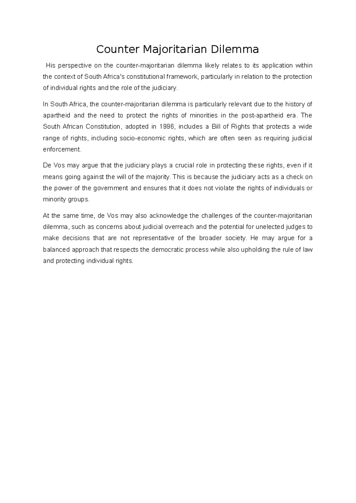 Counter Majoritarian Dilemma print out - Counter Majoritarian Dilemma ...