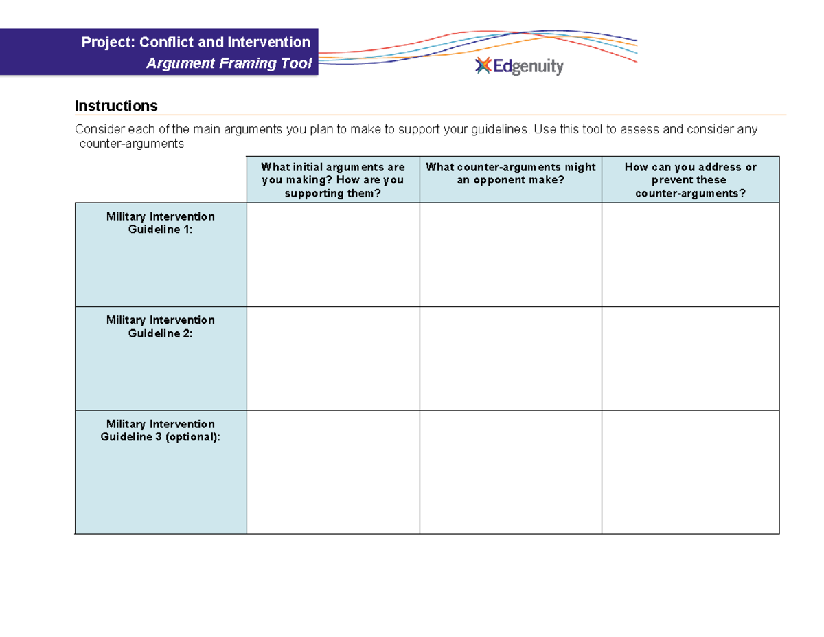 03 Conflictand Intervention Argument Framing Tool - Project: Conflict ...