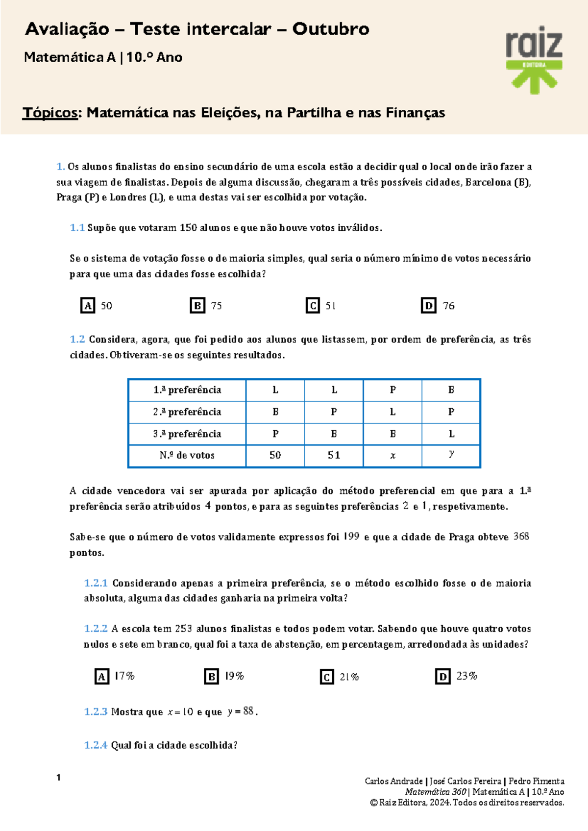 Mat36010 avaliacao intercalar 1p - 1 Carlos Andrade | José Carlos ...