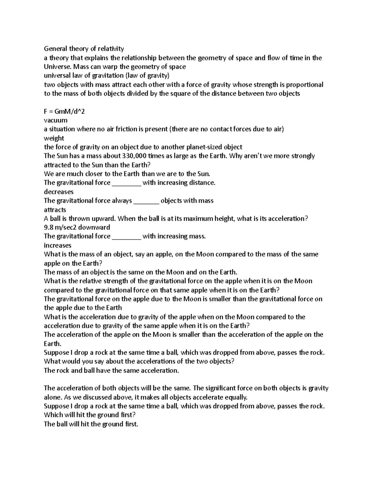 Lesson 3 - phys100 - General theory of relativity a theory that ...