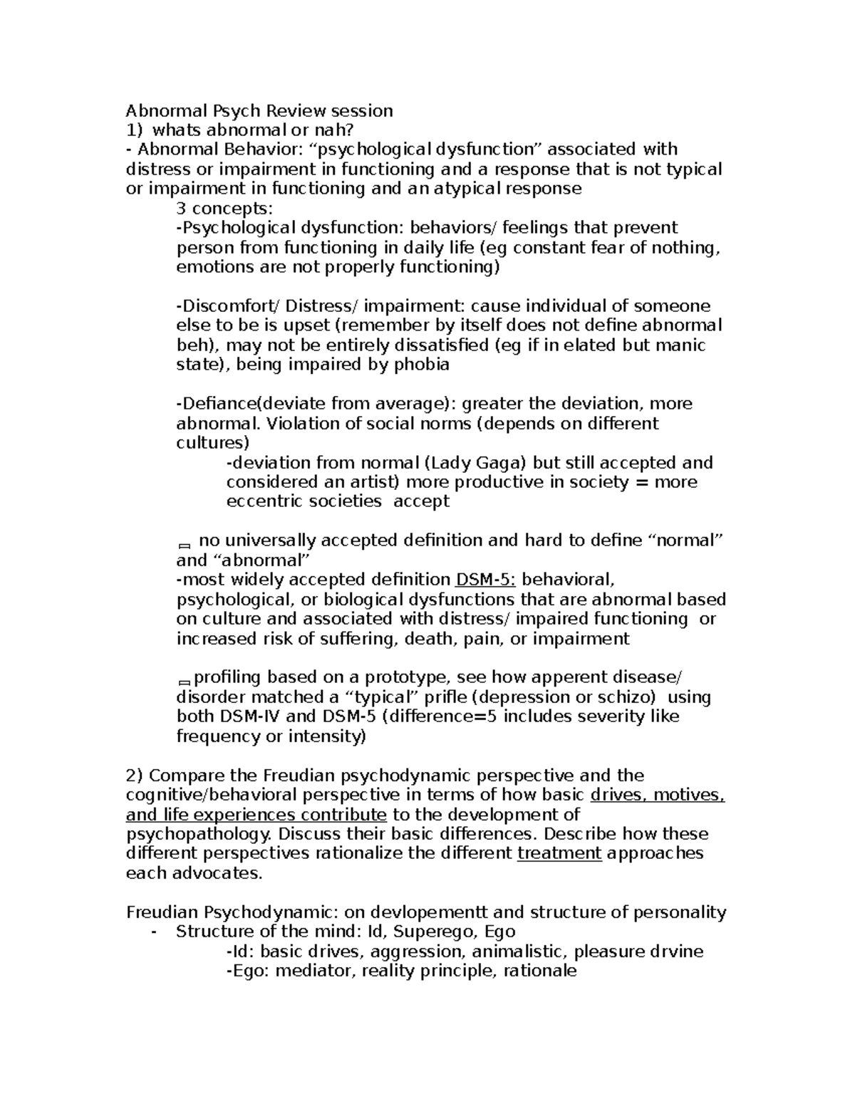 Toaz - ABNORMAL PSYCHOLOGY REVIEW SESSION - Abnormal Psych Review ...