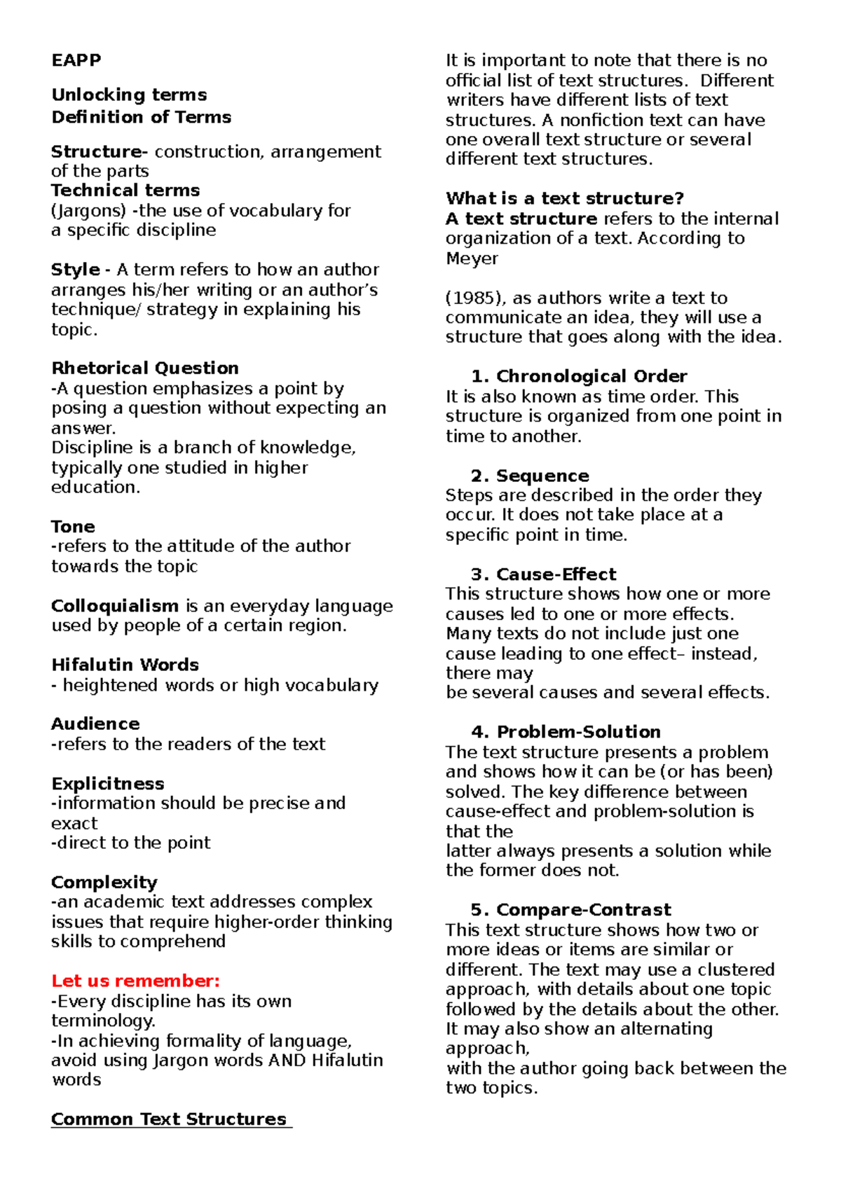 Notes - ENGLISH FOR ACADEMIC AND PROFESSIONAL PURPOSES - EAPP Unlocking ...