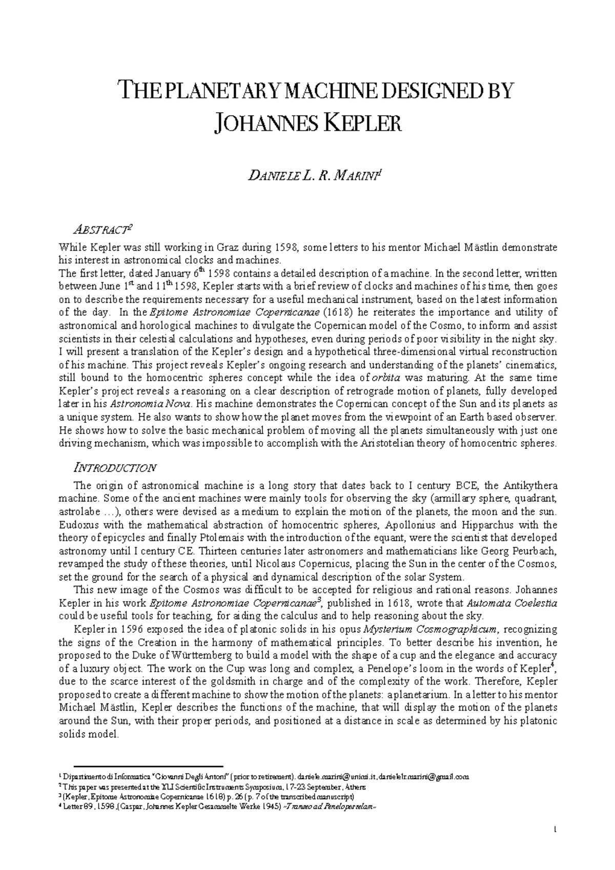 The Planetary Machine by Johannes Kepler - THE PLANETARY MACHINE ...