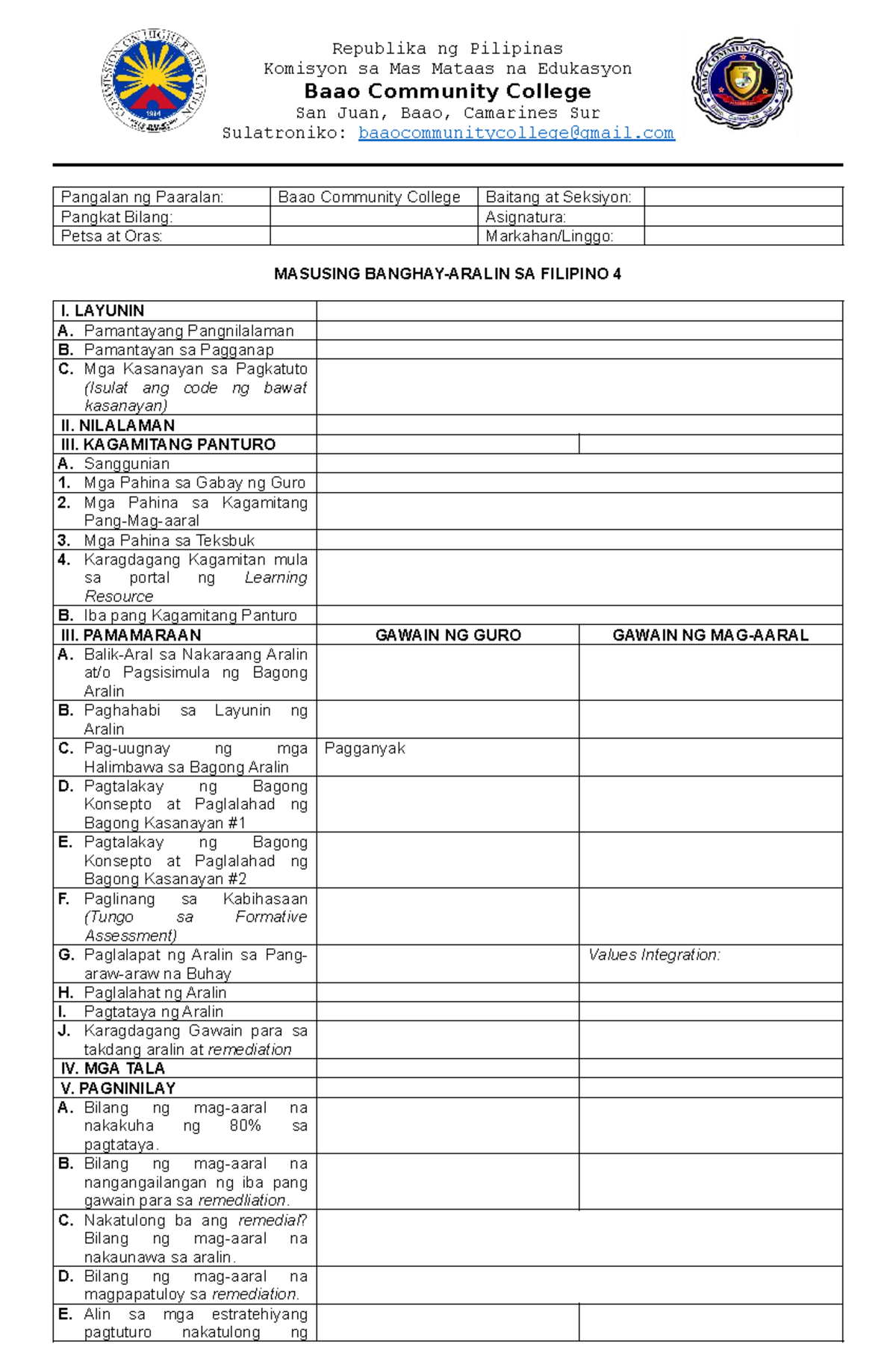 DLP Format SA Filipino 1 - Republika ng Pilipinas Komisyon sa Mas ...