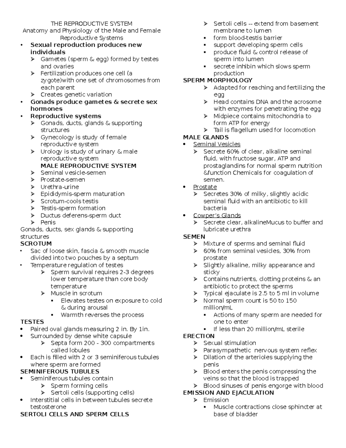Bioxs Lecture Notes MID - THE REPRODUCTIVE SYSTEM Anatomy and ...