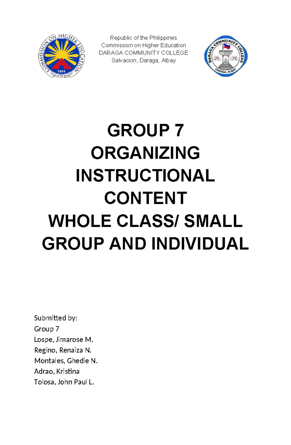 Group 7 Content 1 - Republic of the Philippines Commission on Higher ...