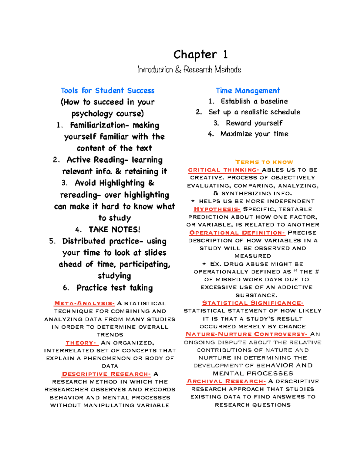 Psychology- Chapter 1 - Chapter 1 Introduction Research Methods Tools ...