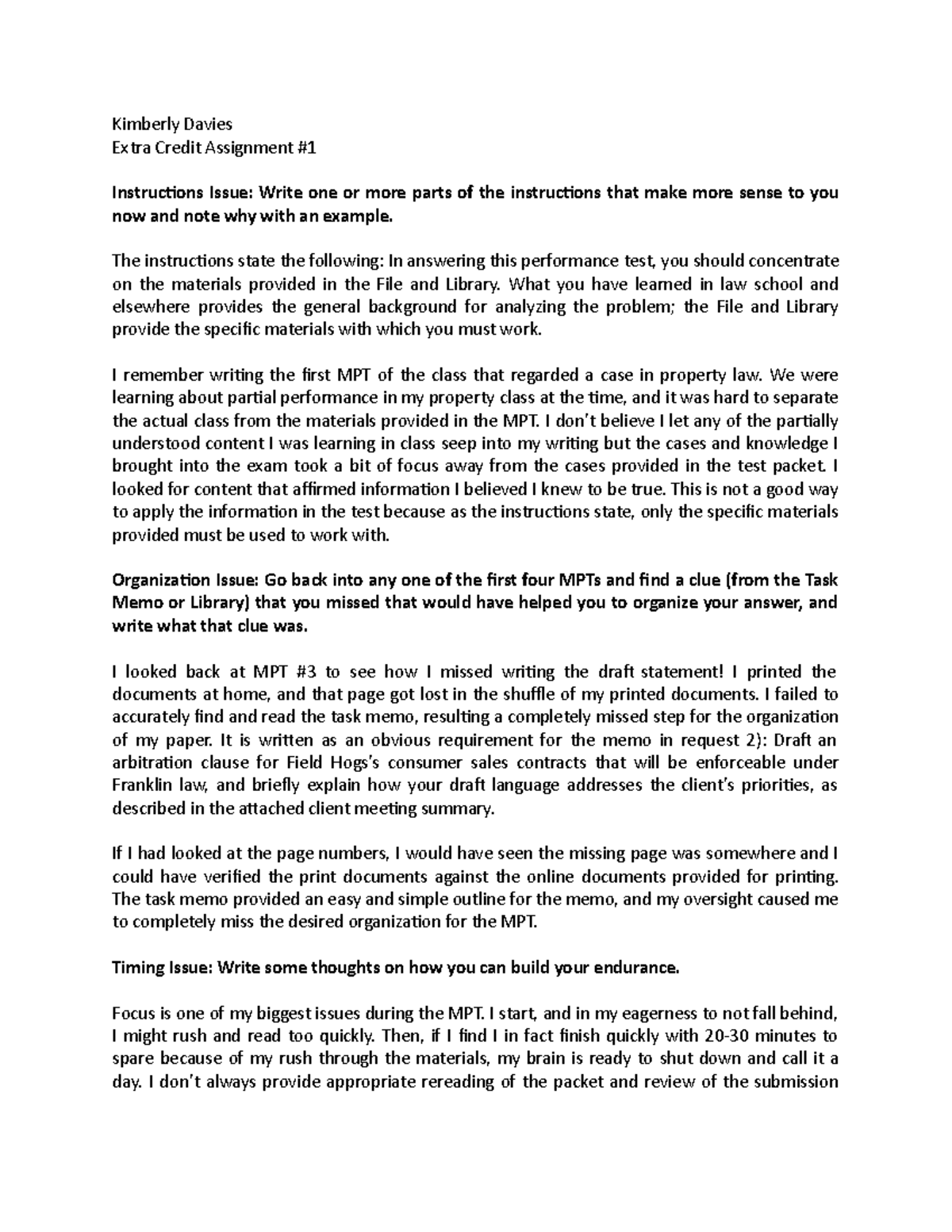 K. Davies Extra Credit Assignment #1 - Kimberly Davies Extra Credit ...