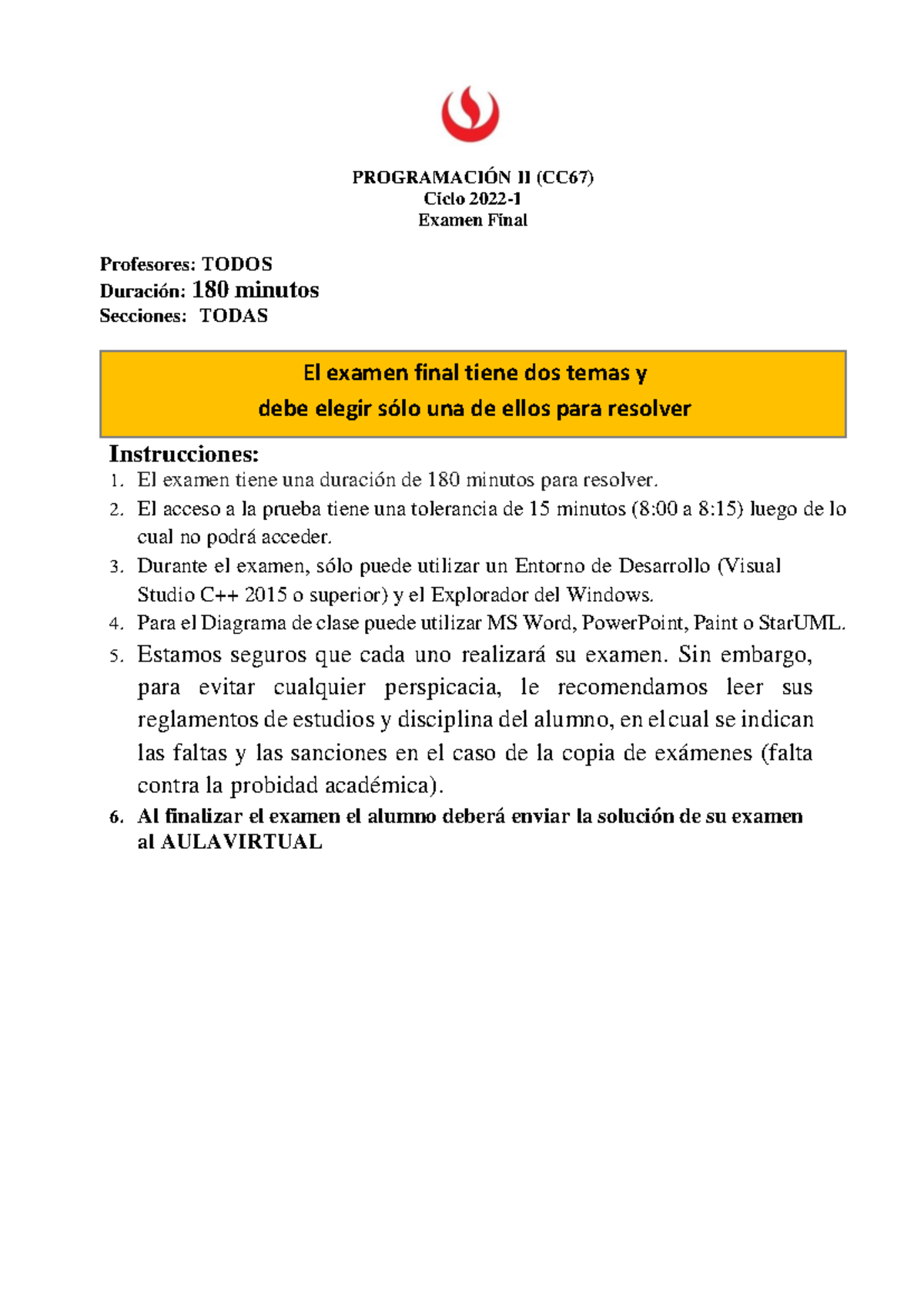 EB CC67 2022 01 Tema C y E - Examen Final de Programación 2 - Tema C y ...
