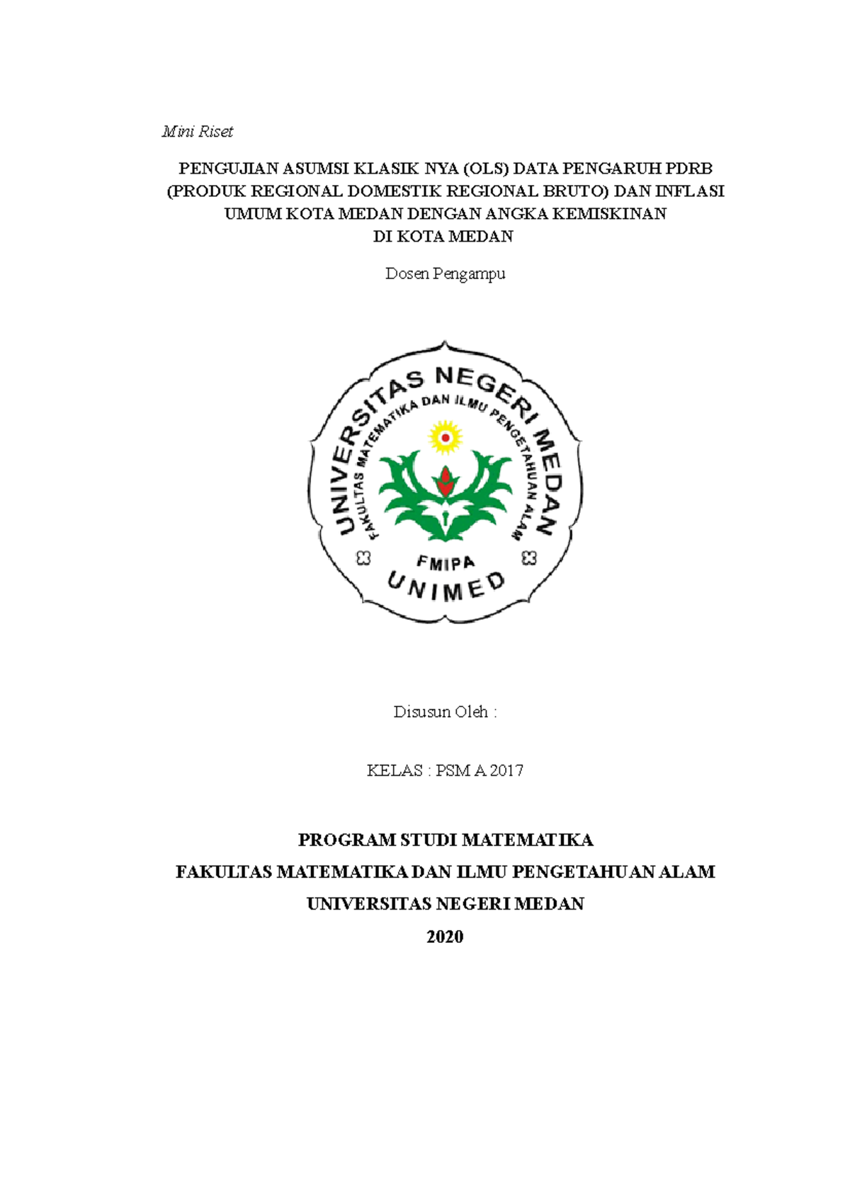 Mini Riset Analisis Regresi Dan Korelasi - Mini Riset PENGUJIAN ASUMSI KLASIK NYA (OLS) DATA ...