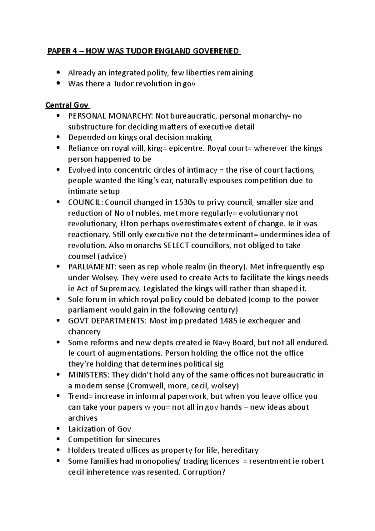 Paper 4 LECT- Tudor Government - PAPER 4 – HOW WAS TUDOR ENGLAND ...