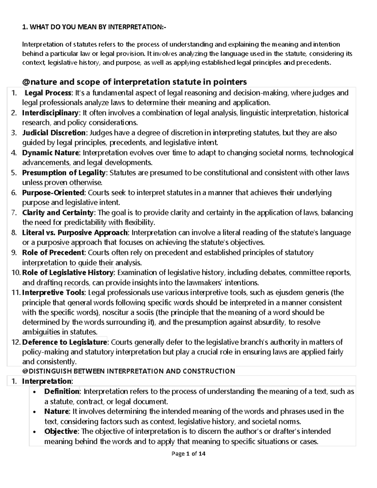 Interpretation Answer - 1. WHAT DO YOU MEAN BY INTERPRETATION ...