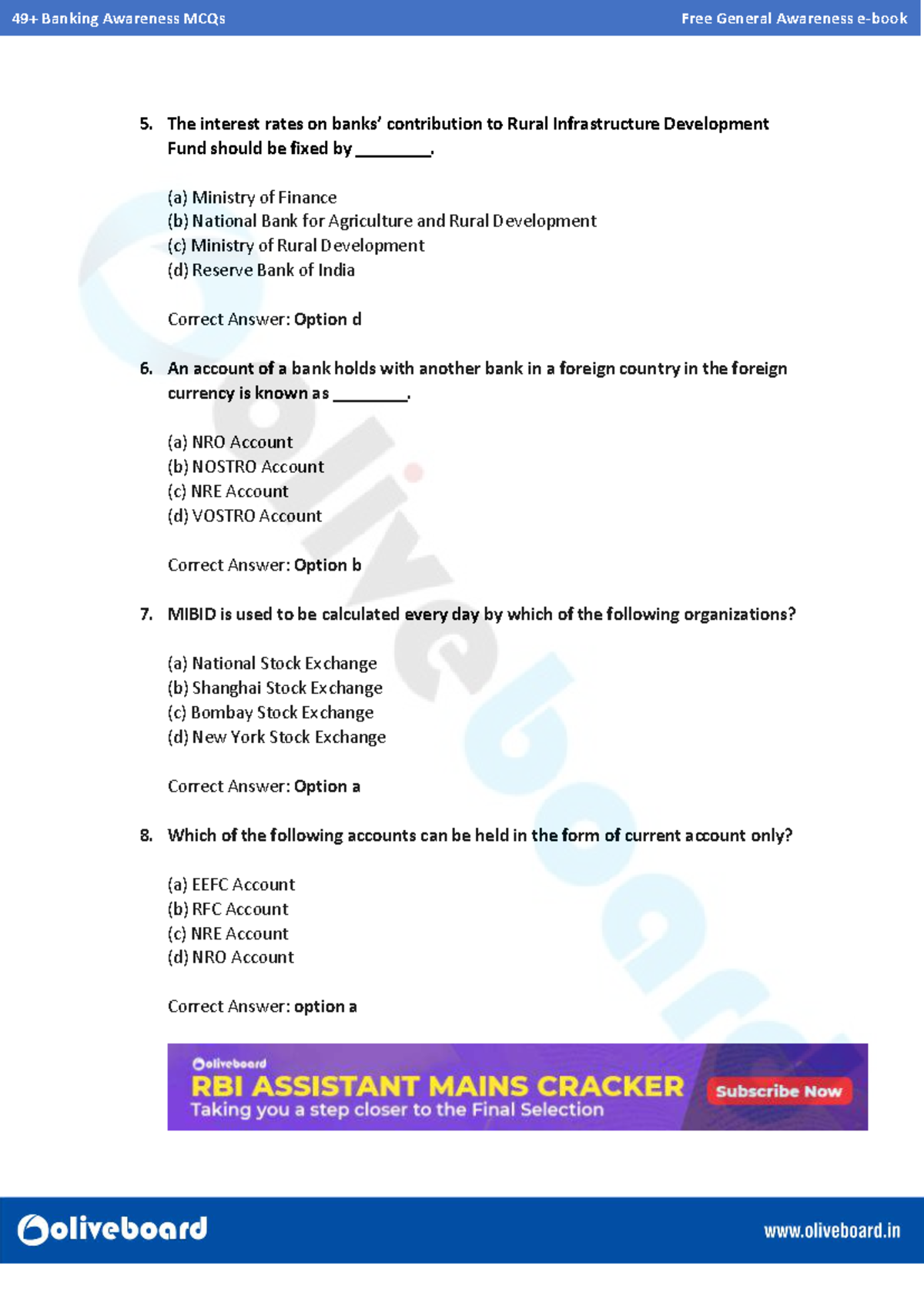 Banking MCQs 3-3 - Bank Practice - 4 9+ Banking Awareness MCQs Free ...