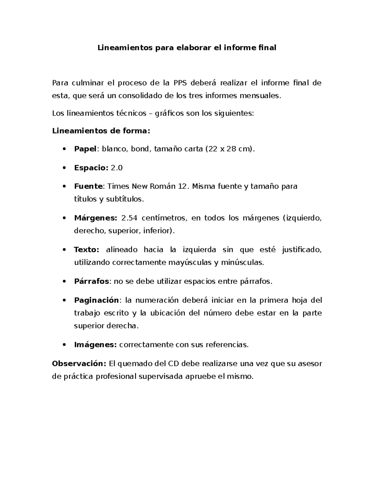 Formato Informe final PPS - Lineamientos para elaborar el informe final Para culminar el proceso ...