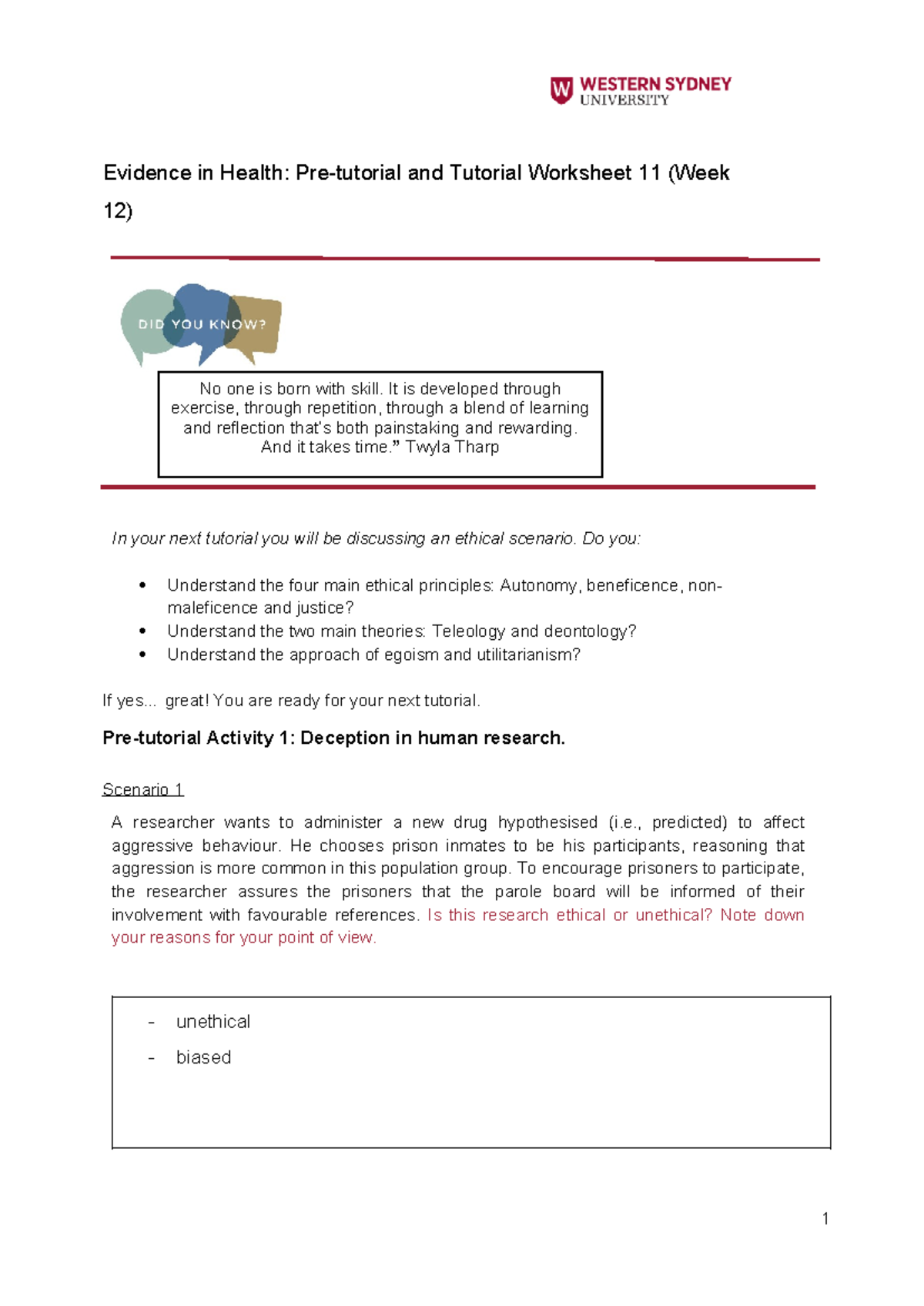 EIH 2023 Pre-tutorial and Tutorial Worksheet 11 (Week 12) - Evidence in ...