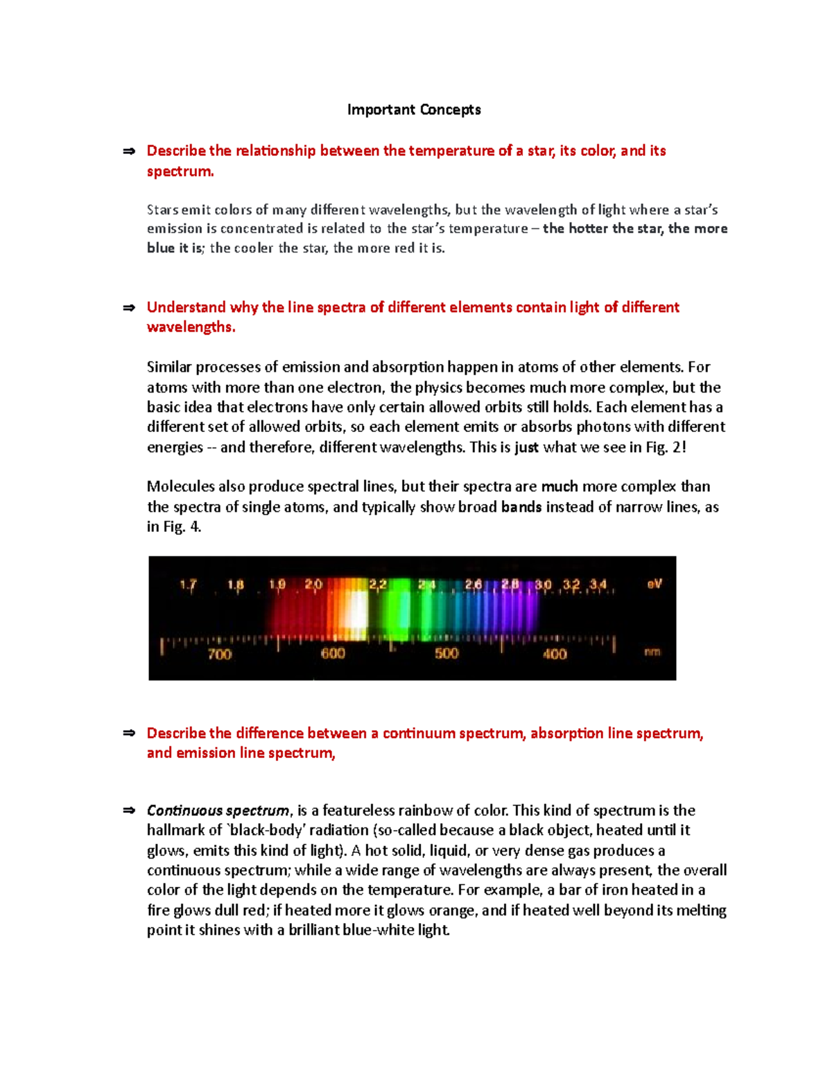 Studyguide ASTRONOMY - Important Concepts Describe the relationship ...