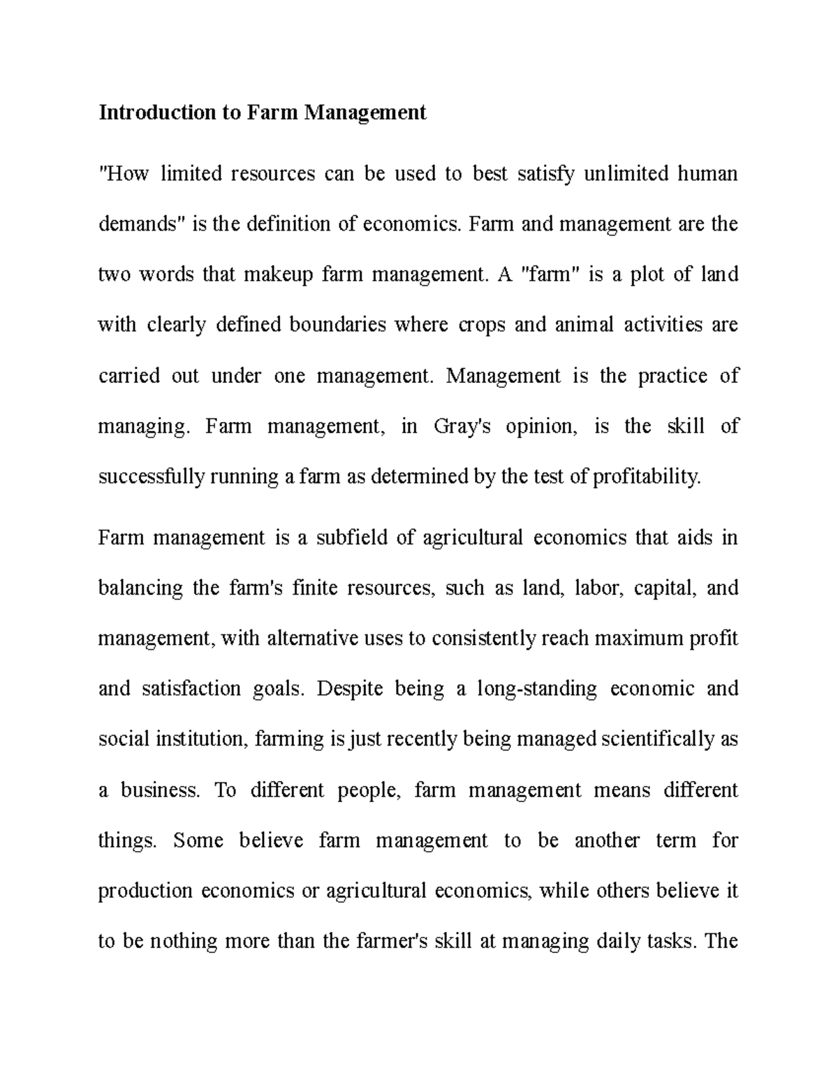 Introduction to Farm Management - Introduction to Farm Management "How ...