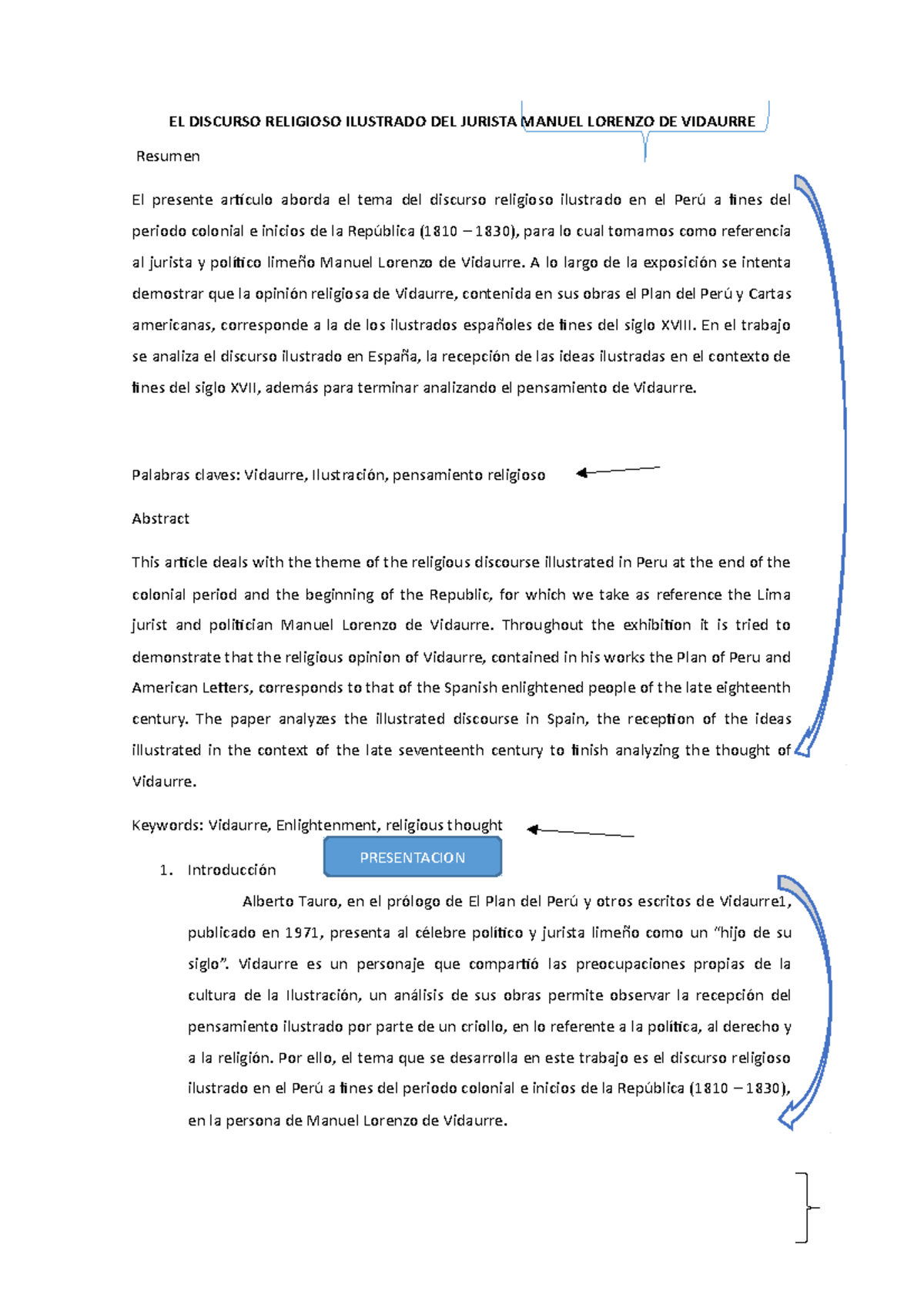 EL Discurso Religioso Ilustrado DEL Jurista Manuel Lorenzo DE Vidaurre ...