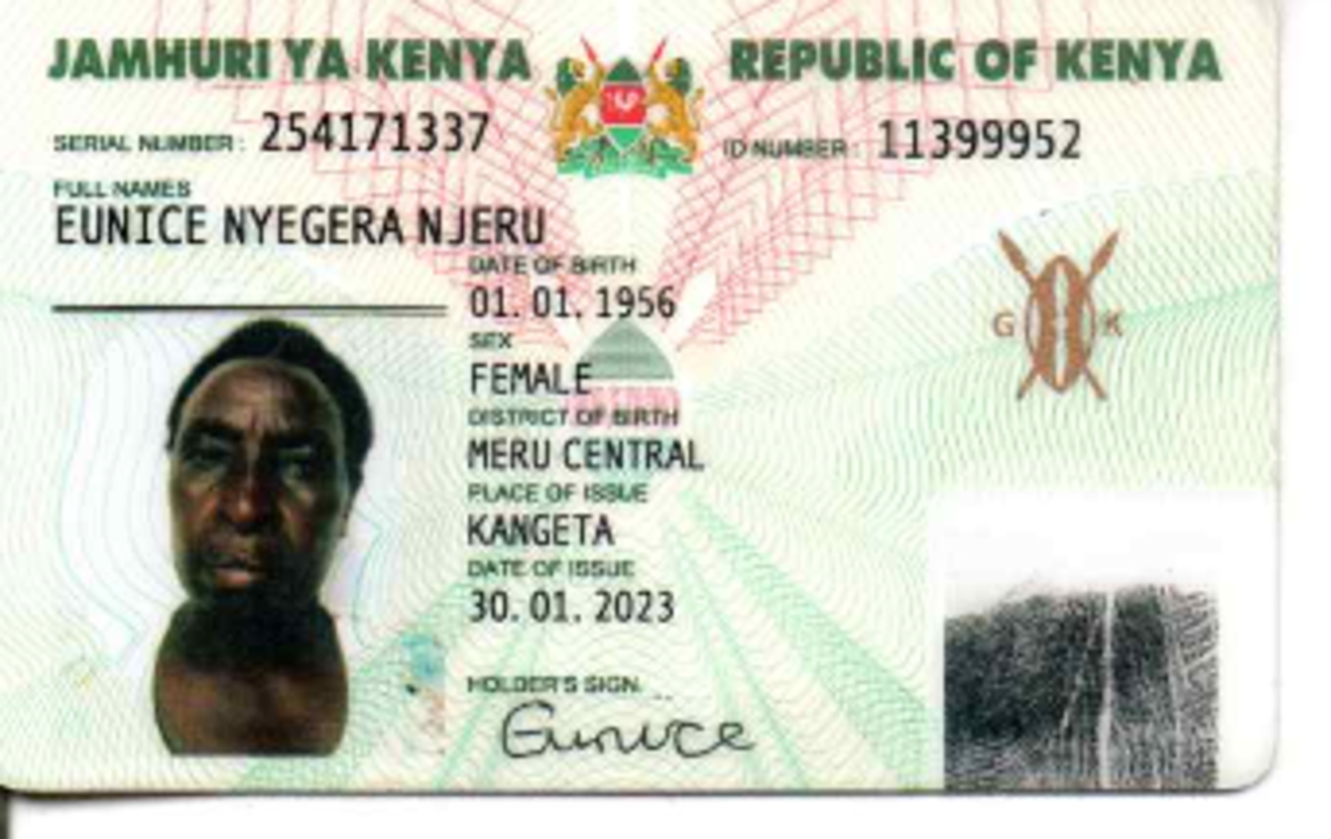 ID Front AND BACK0001 - wow - JAMHURI YA KENYA REPUBLIC OF KENYA SERIAL ...